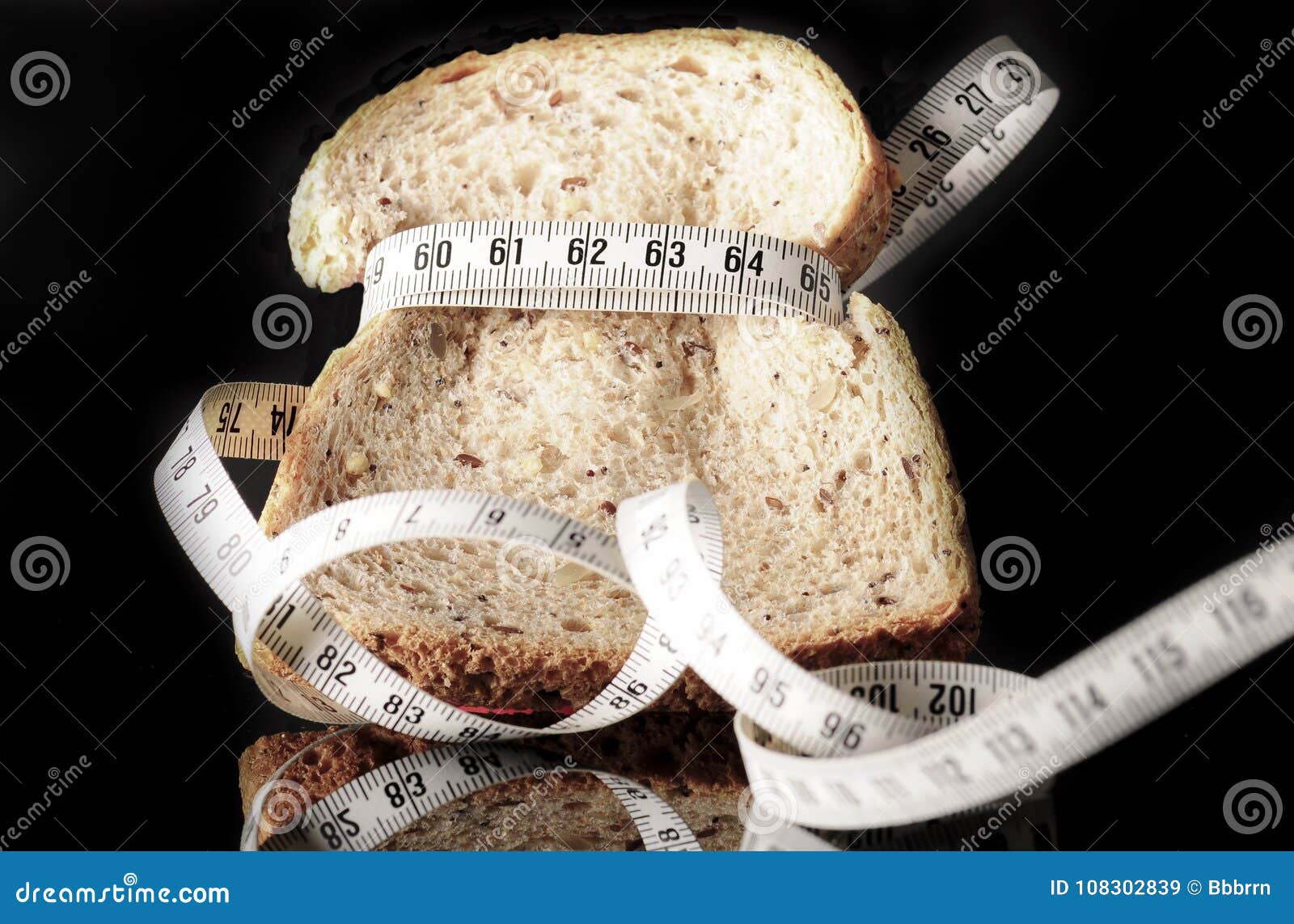 Slice of Bread Surrounded by a Measurement Tape Stock Image - Image of ...