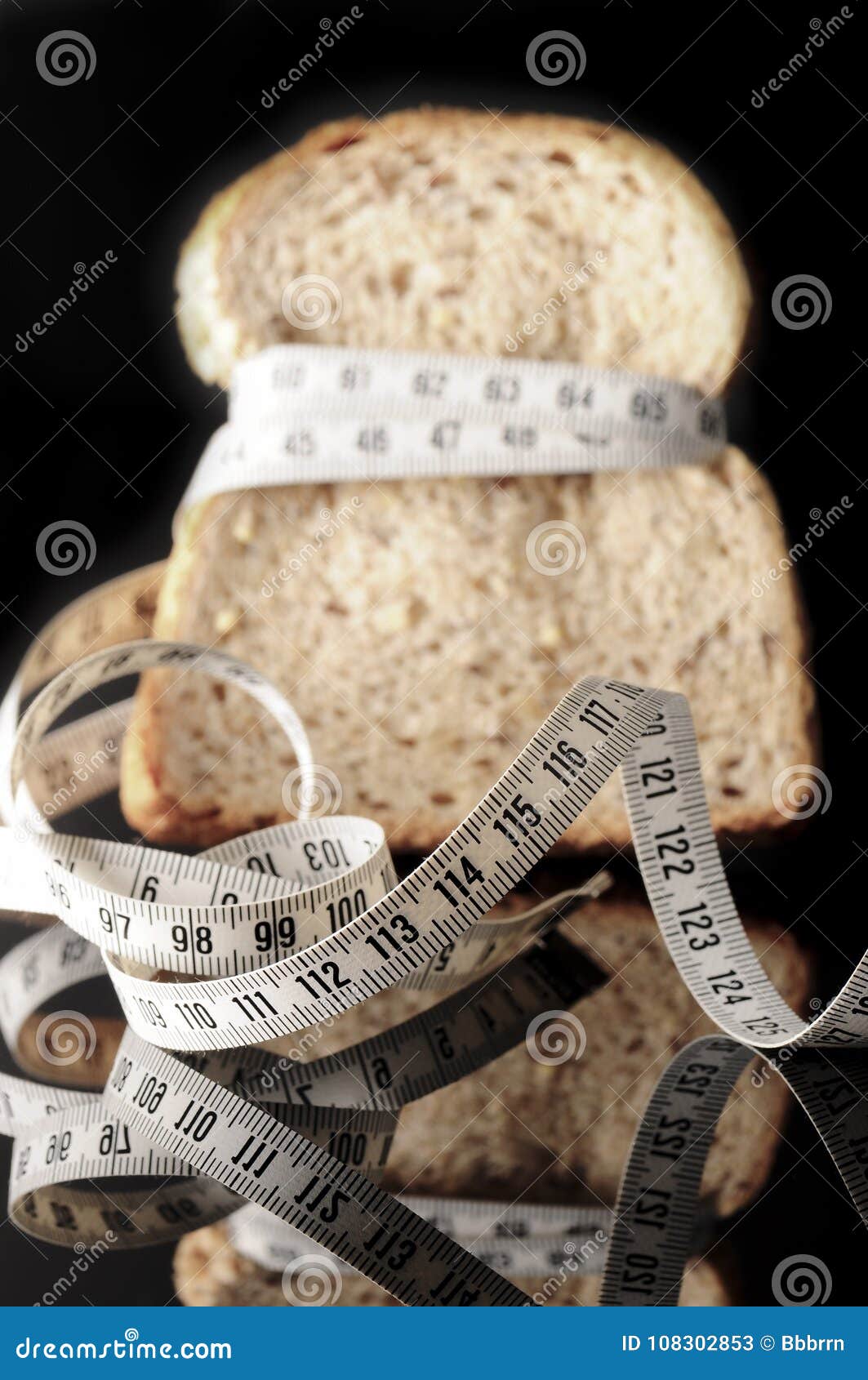 Slice of Bread Surrounded by a Measurement Tape Stock Image - Image of ...