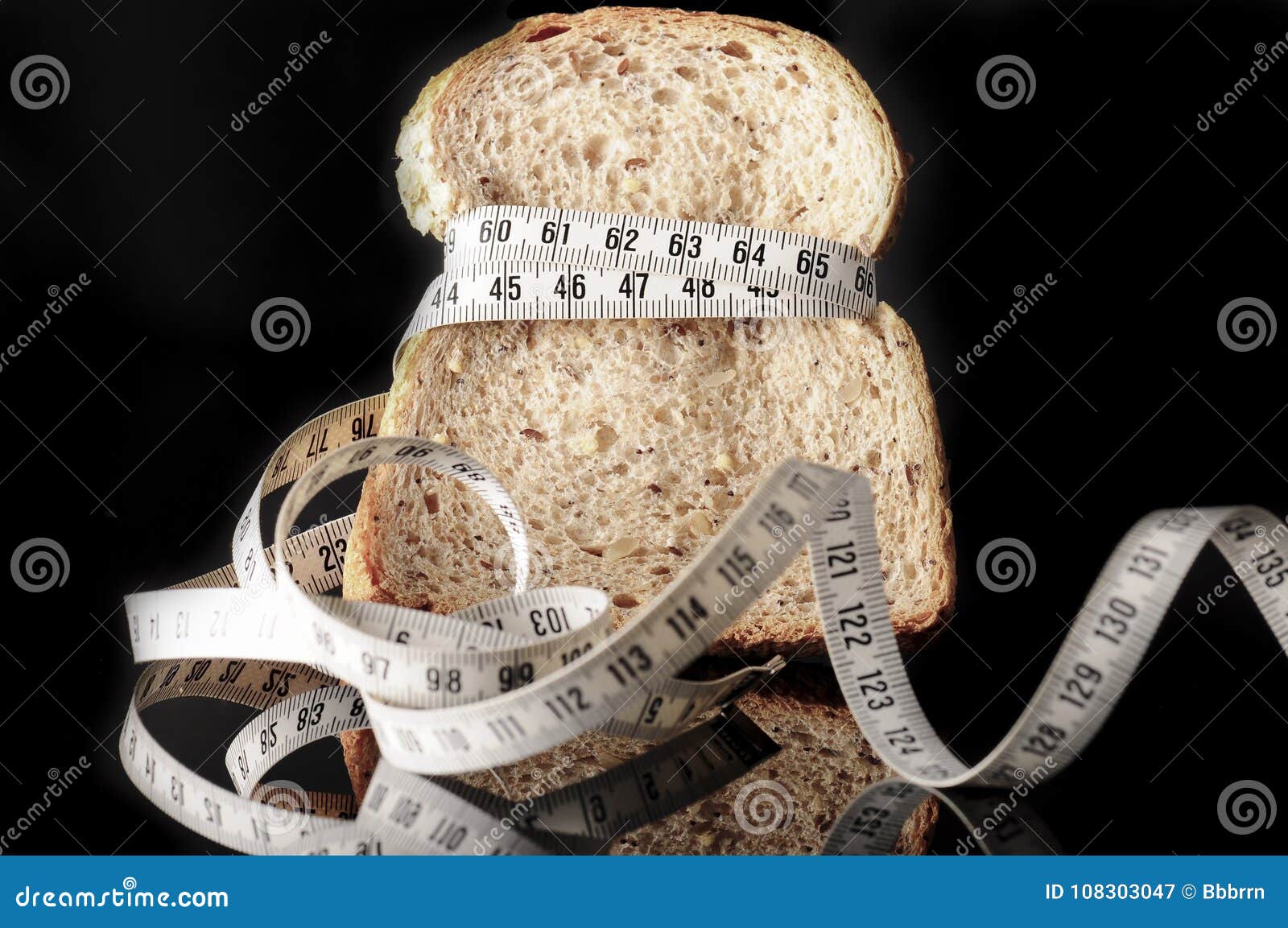 Slice of Bread Surrounded by a Measurement Tape Stock Image - Image of ...