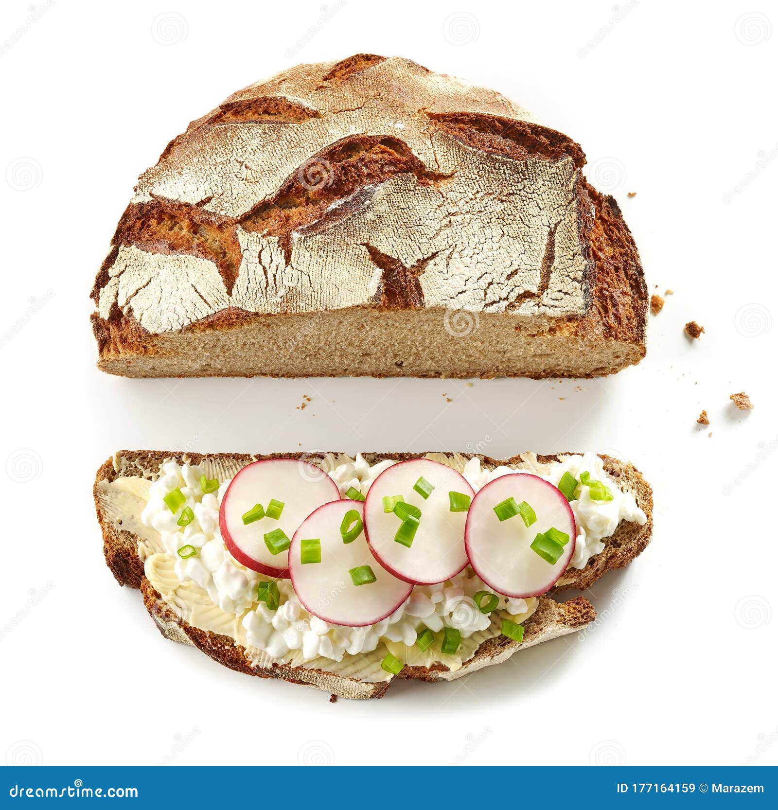 Slice of bread top view stock image. Image of dairy - 177164159