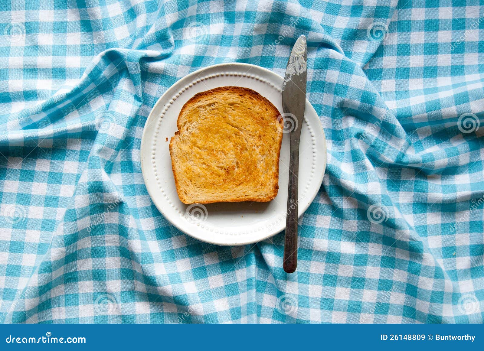 Slice of Buttered Toast on a Plate Stock Image - Image of ruffle ...