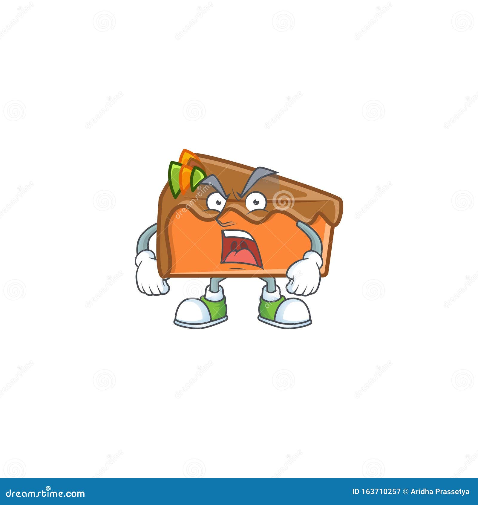 Slice Cake in the Cartoon Character Angry. Stock Vector - Illustration ...