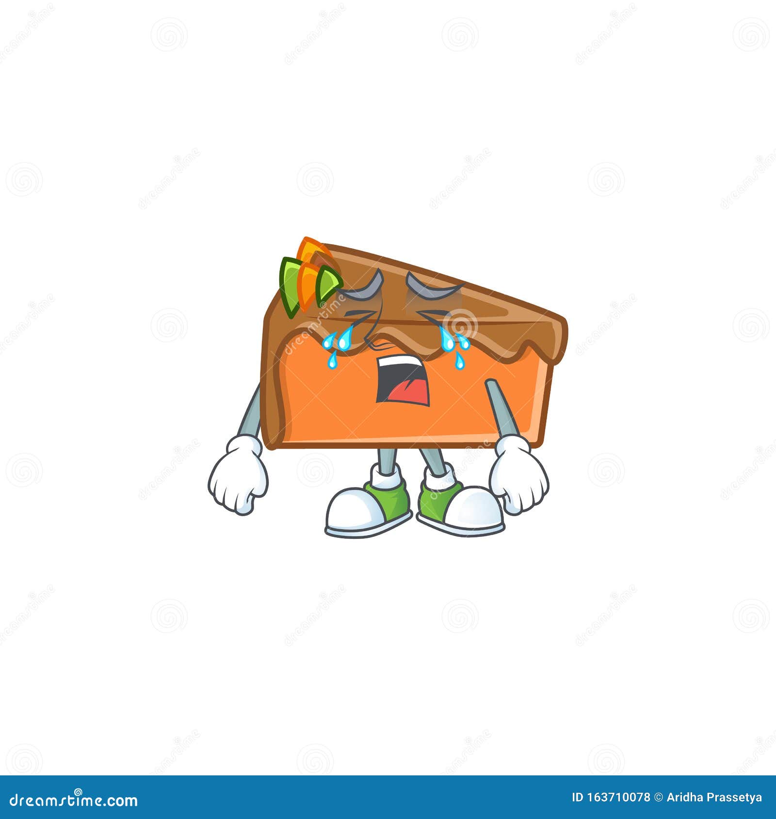 Slice Cake in the Cartoon Character Crying. Stock Vector - Illustration ...