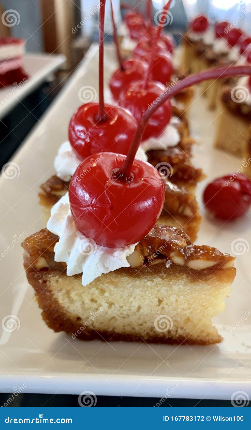 Slice of Cake with Cherry on Top Stock Photo - Image of sweet, dessert ...