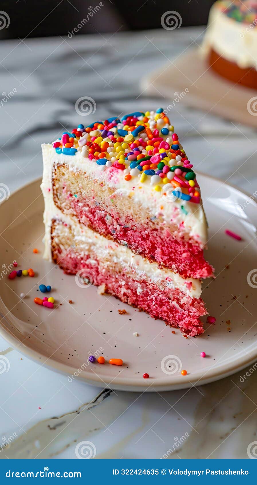 A Slice of Cake with Sprinkles on Top Stock Image - Image of dessert ...
