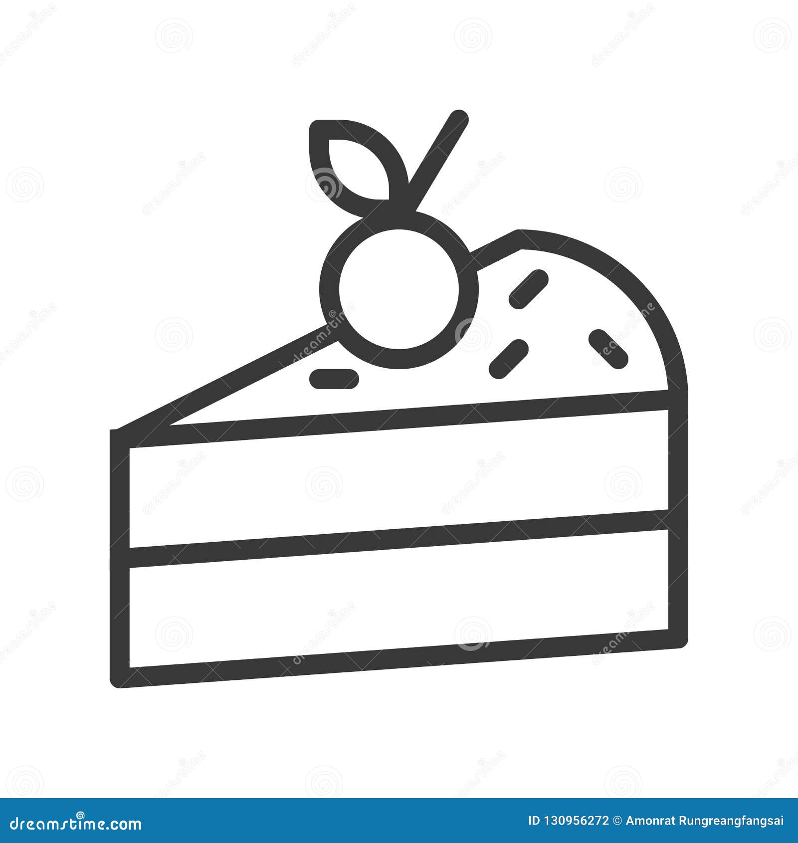 Slice of Cake, Sweets and Dessert Outline Icon Stock Vector ...