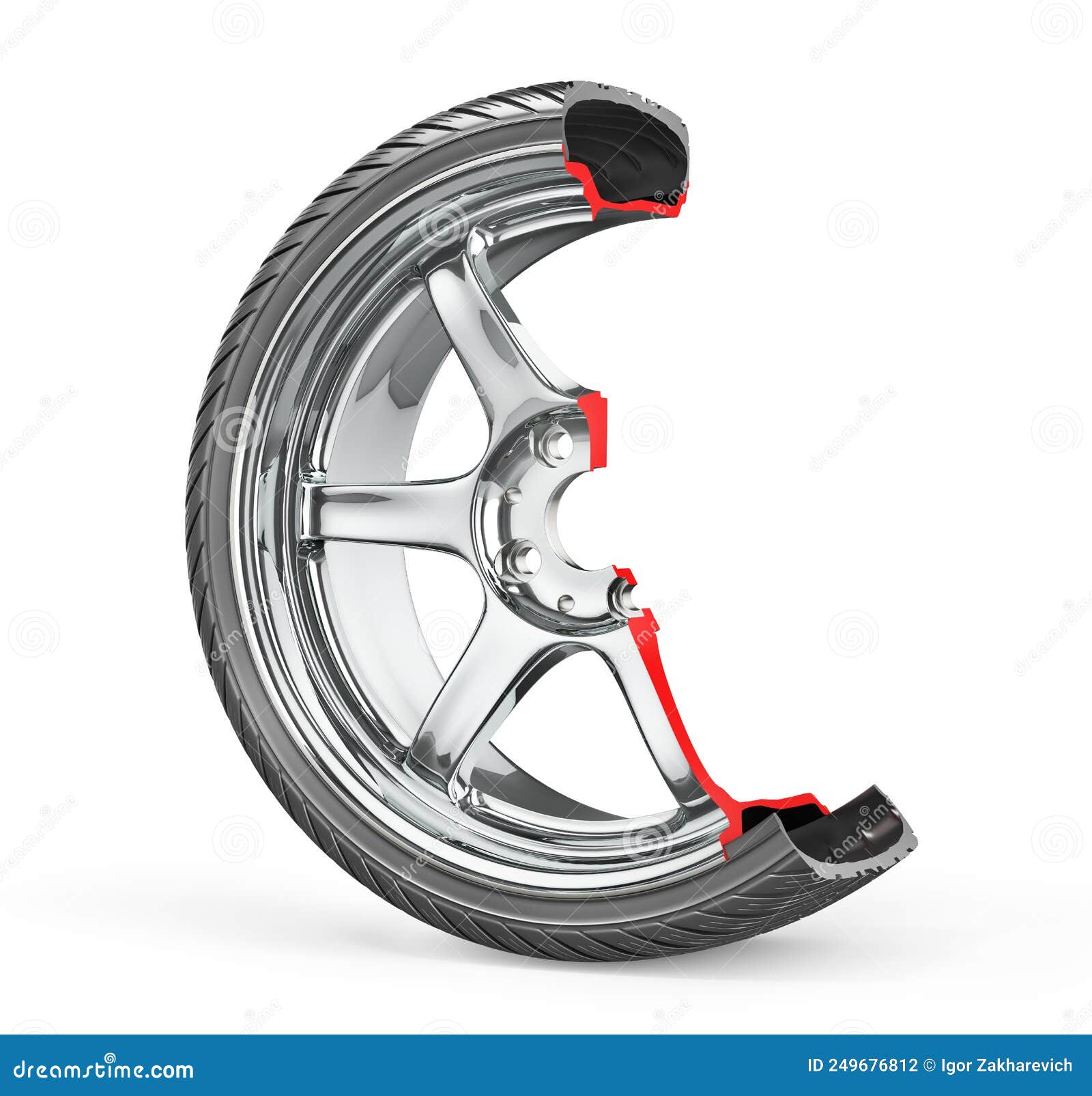 Slice Of Car Wheel Isolated On A White Background. See Wheel Layers ...