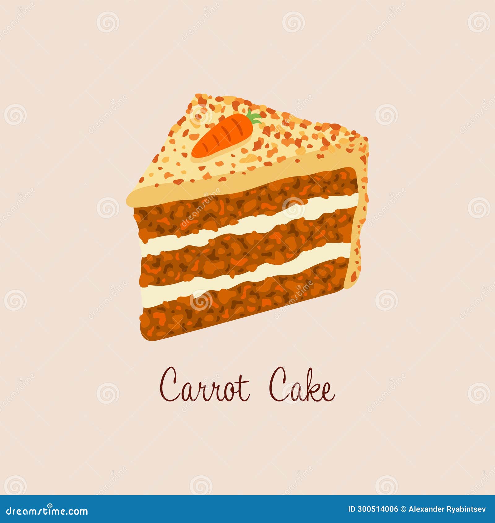 Slice of Carrot Cake Vector Illustration Stock Illustration ...