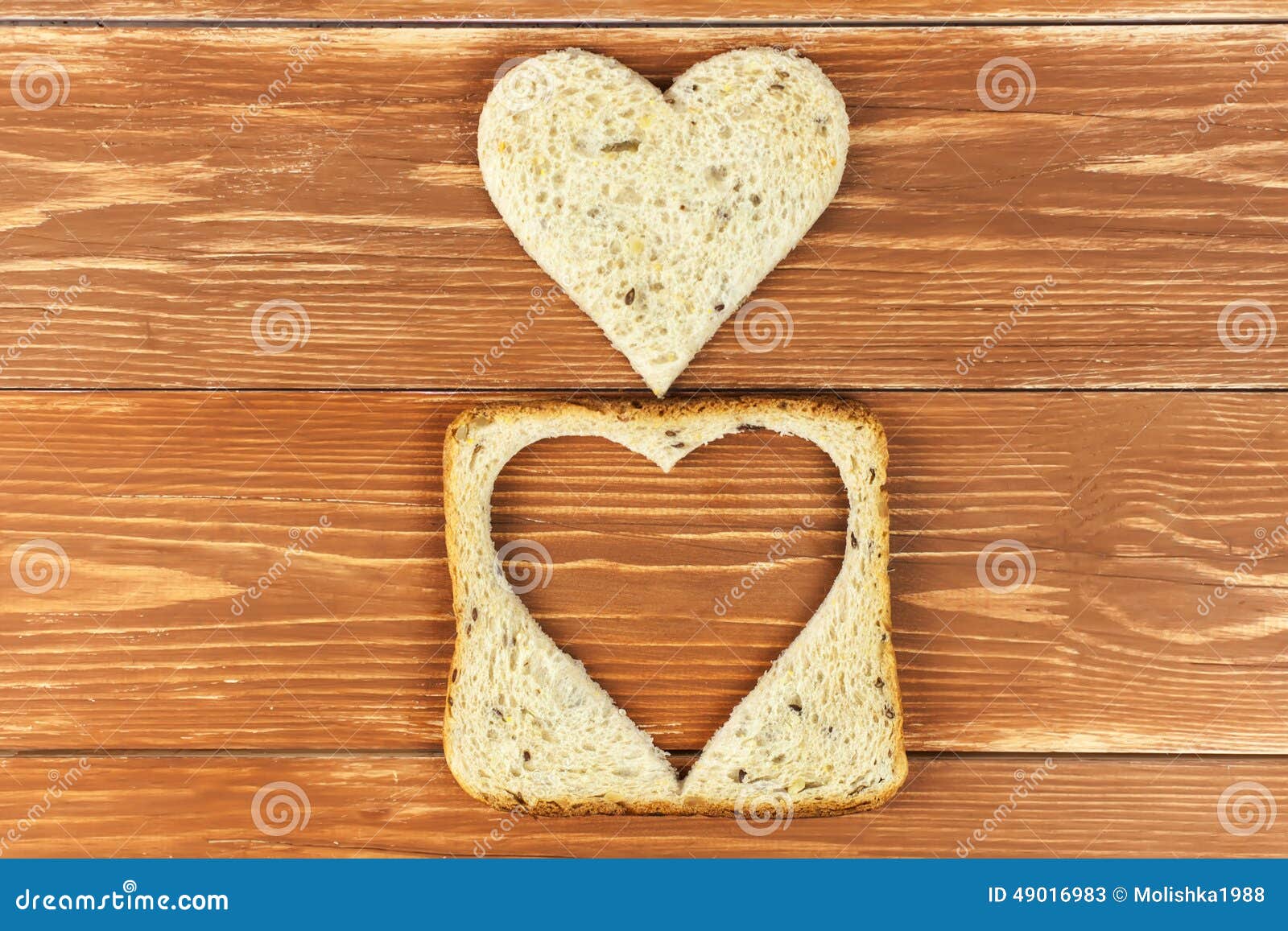 Slice of Cereal Toast Bread with Cut Out Heart Stock Image - Image of ...