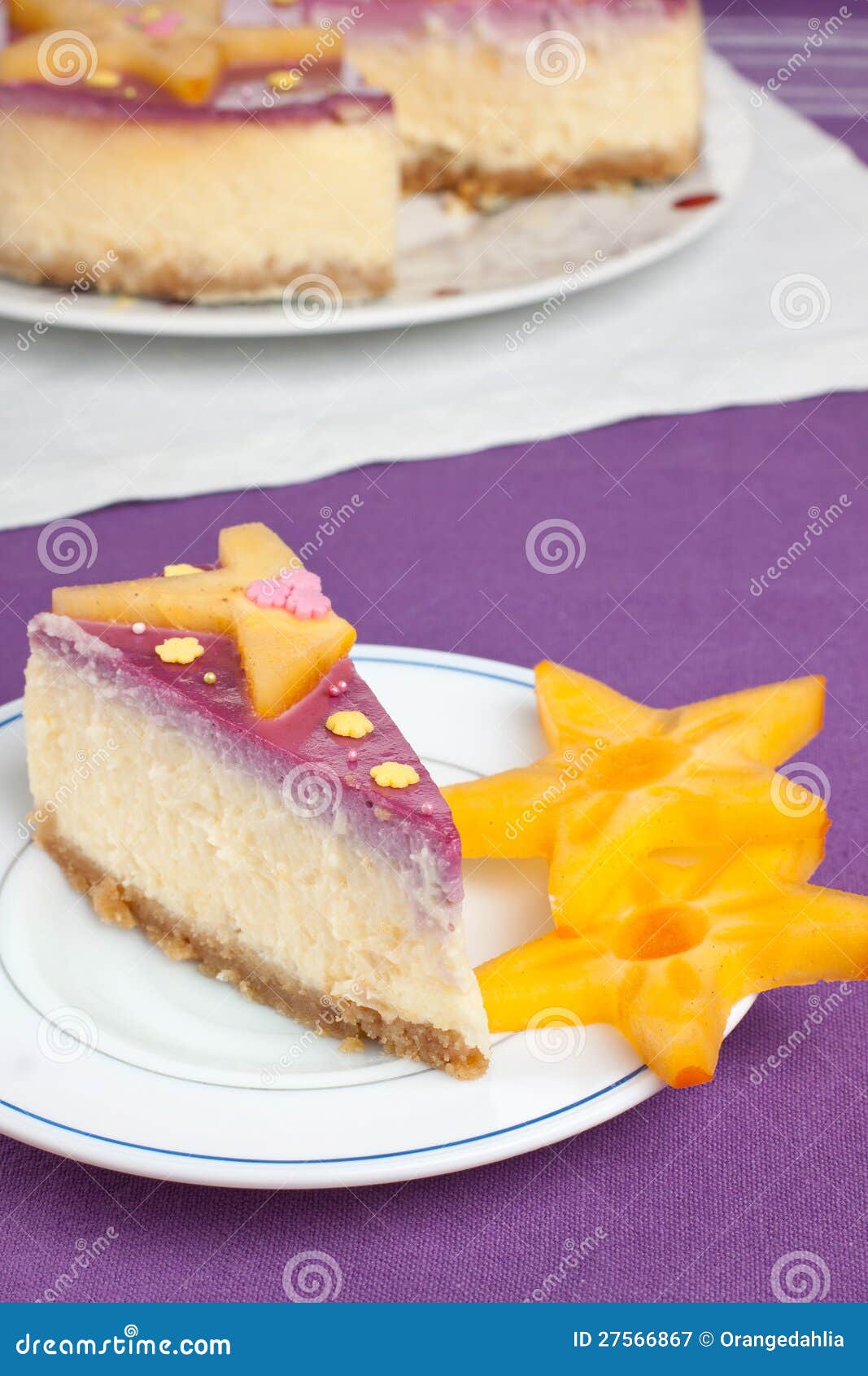 Slice of cheese cake stock image. Image of food, fruit - 27566867