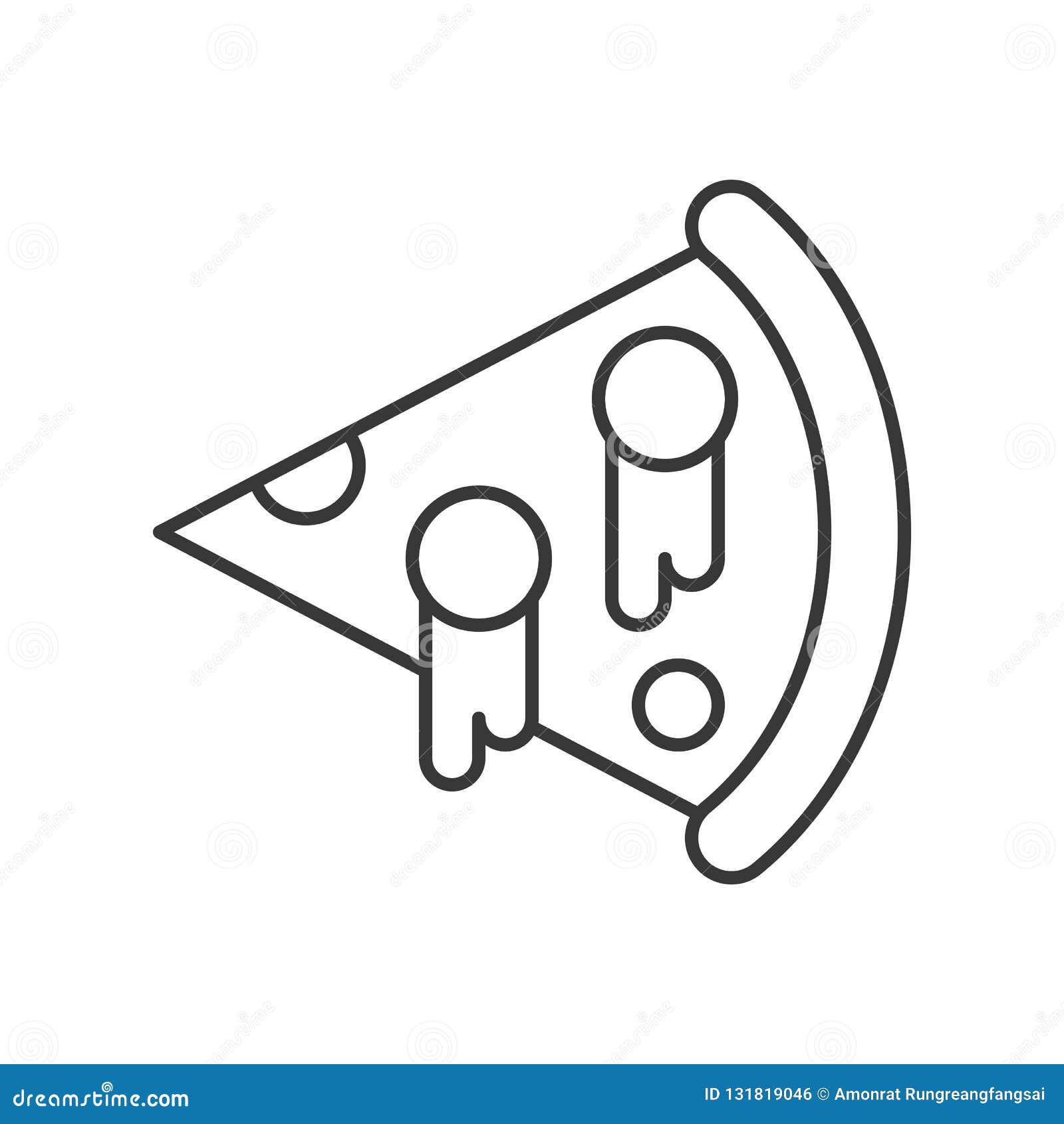 Slice of Cheese Pizza, Outline Vector Icon Stock Vector - Illustration ...