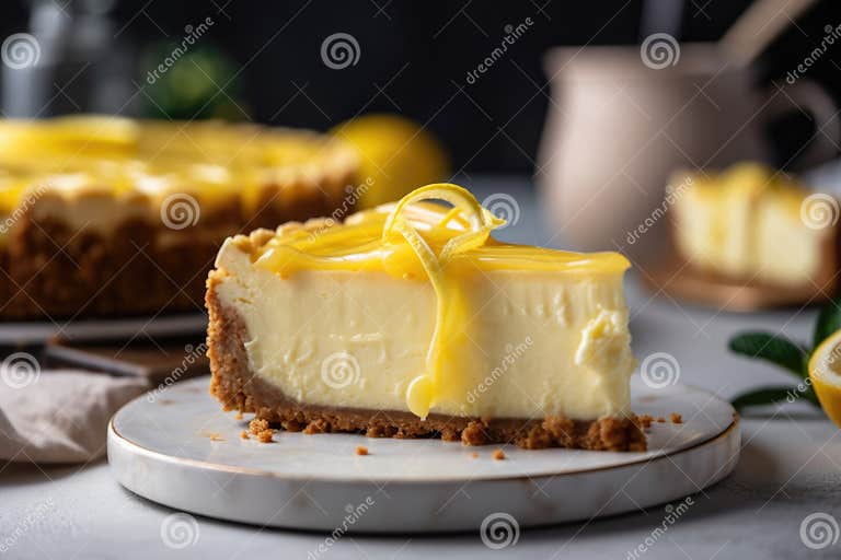 Slice Of Cheesecake Topped With Swirl Of Creamy And Tangy Lemon Curd Stock Illustration