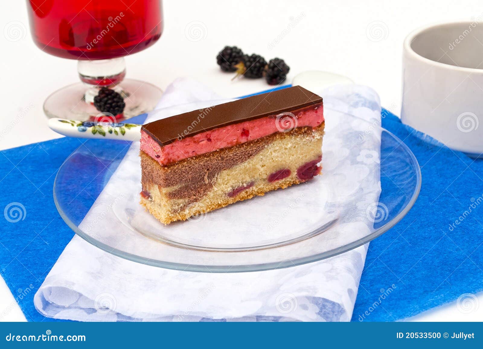 Slice of cherry cake stock photo. Image of bakery, baker - 20533500