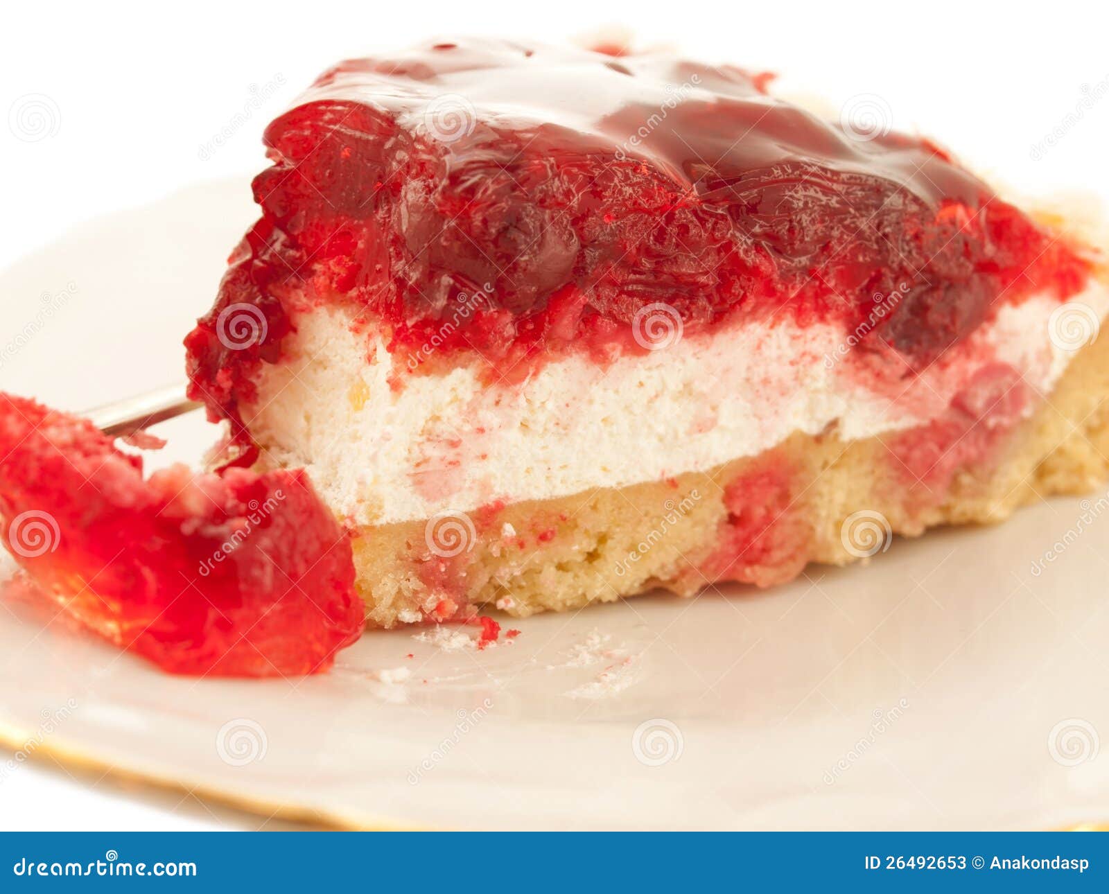 Slice of Cherry flan Cake stock image. Image of cherry - 26492653