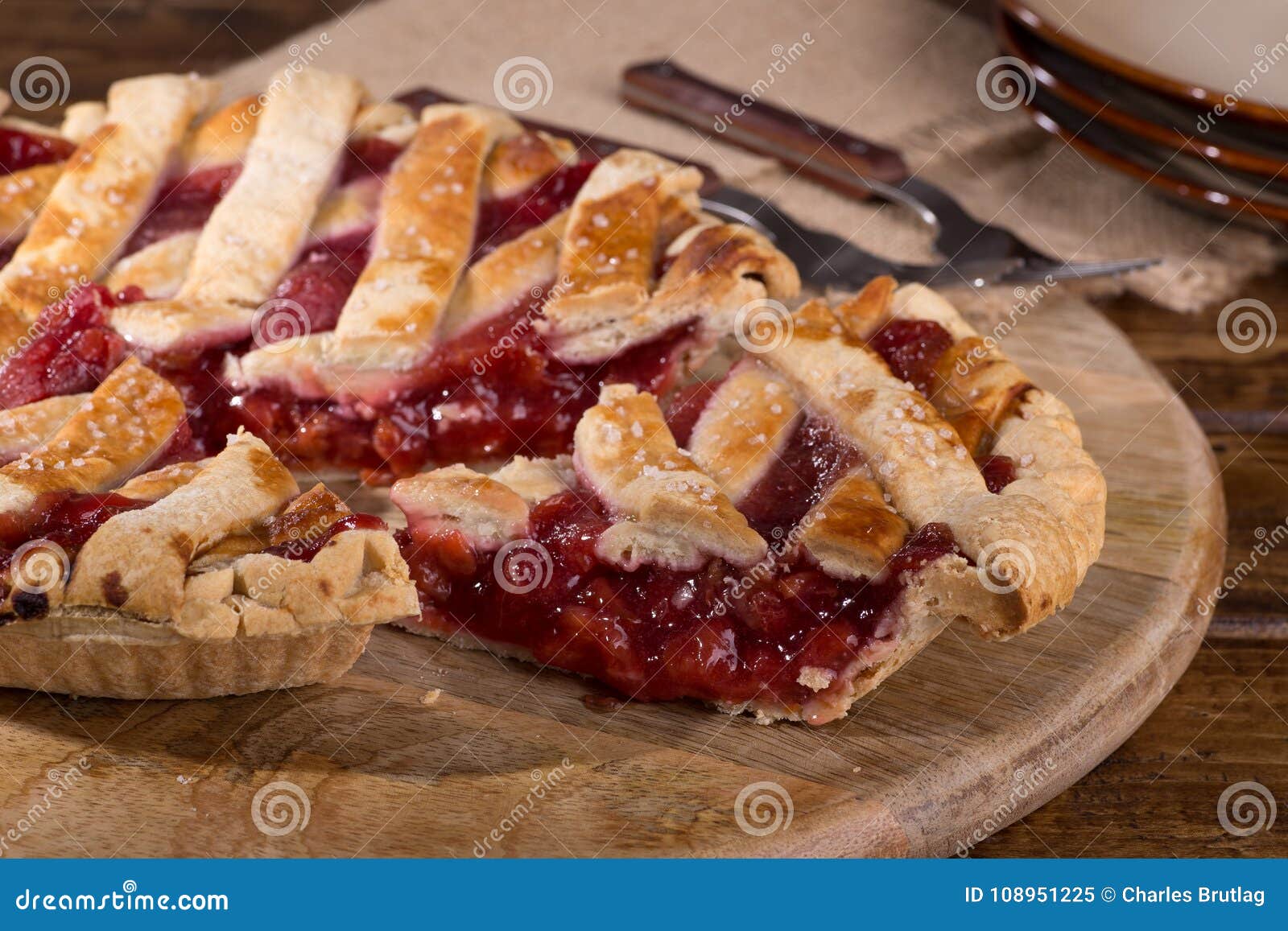 Slice of Cherry Pie stock image. Image of fork, sweet - 108951225