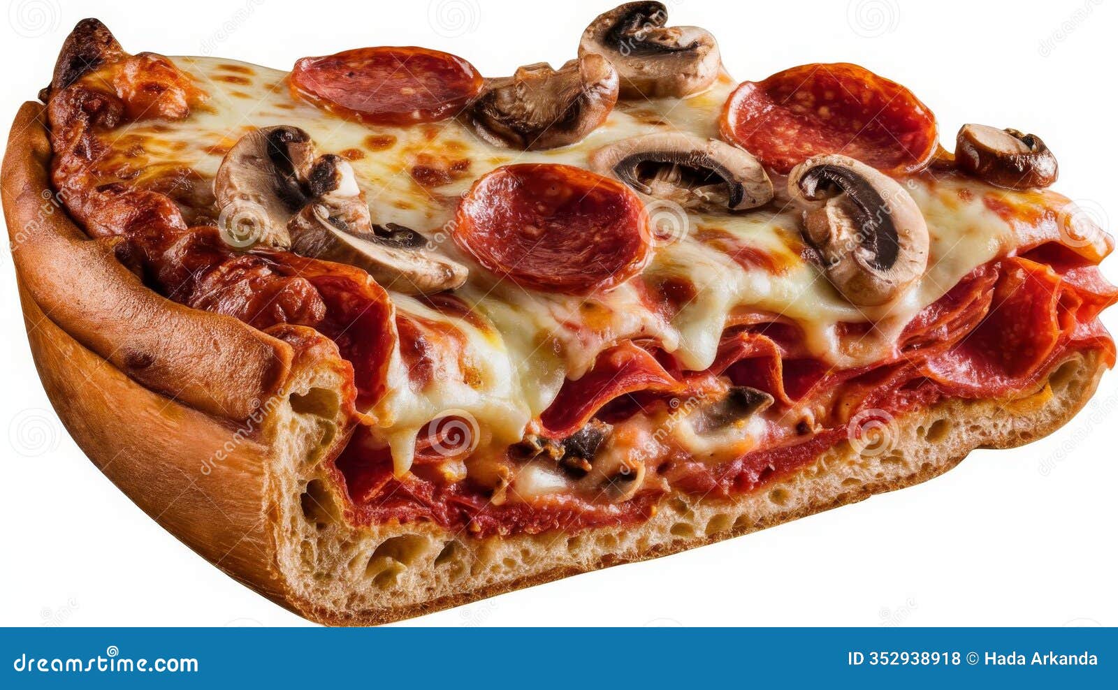 Slice of Chicago-style Deep Dish Stuffed Pizza with Fresh Basil ...