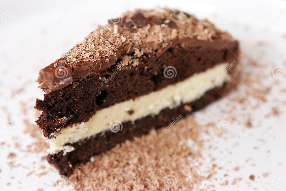 Slice of chocolate cake stock image. Image of details - 12376165