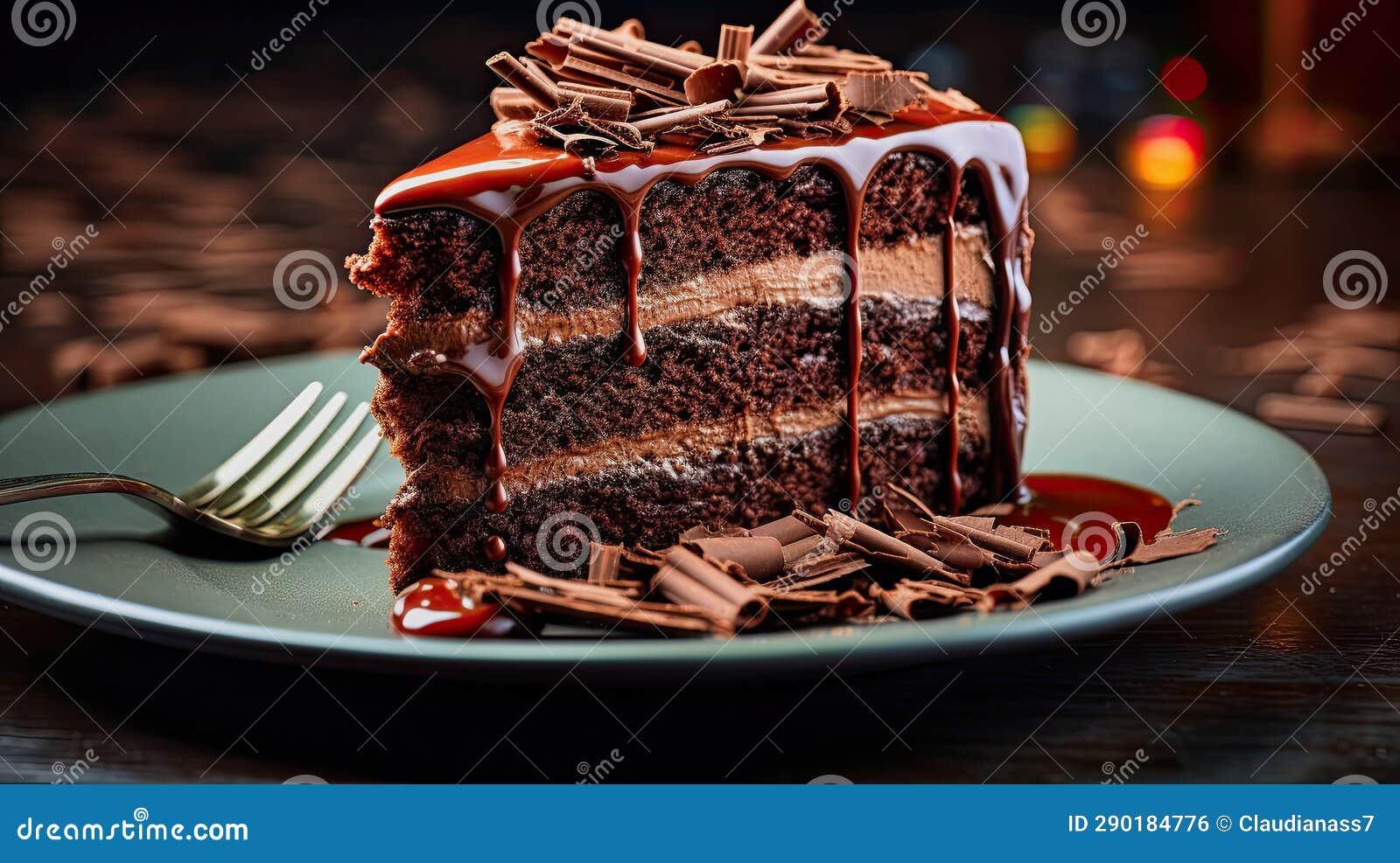 Slice of Chocolate Cake on a Plate Stock Photo - Image of cocoa ...