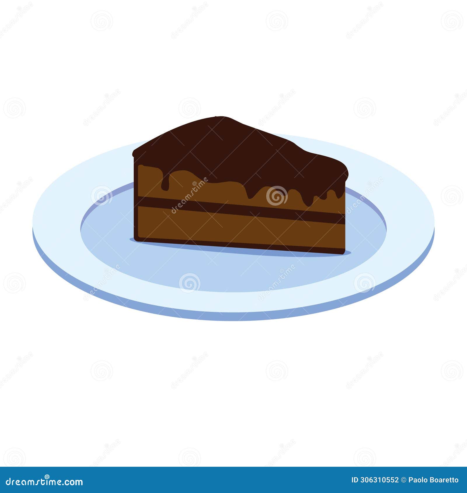 Slice Chocolate Cake Vector Art Illustration Cartoon Design Stock ...