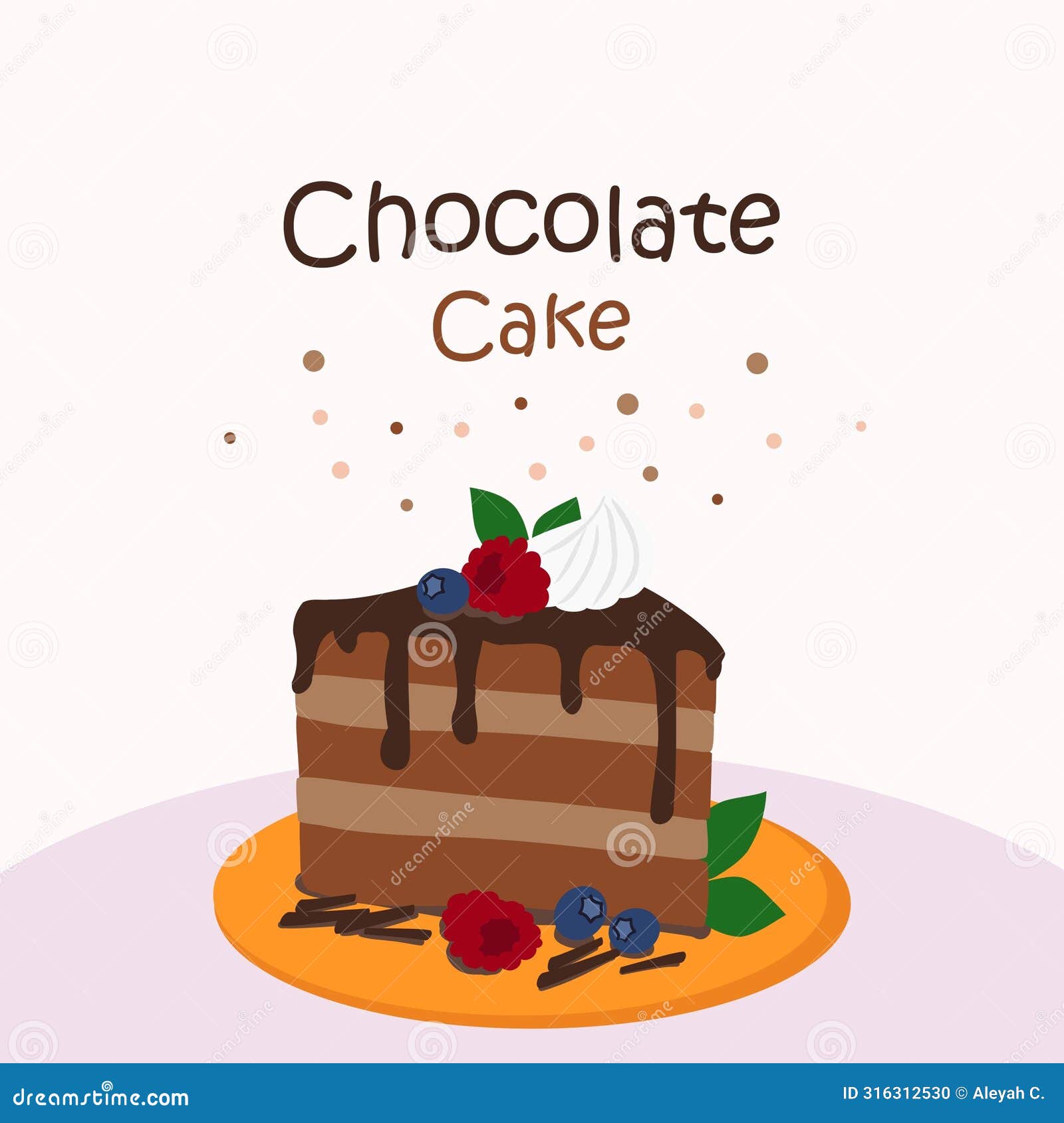 A Slice of Chocolate Cake Vector Illustration on White Background ...