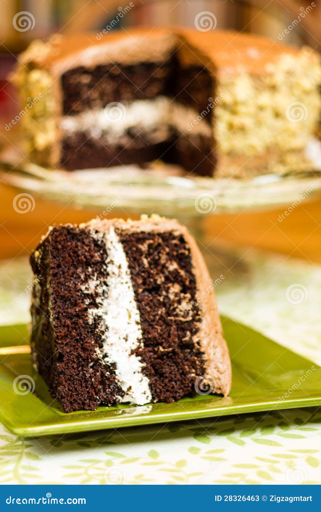 Slice of Chocolate Marshmallow Cake Stock Image - Image of nuts, snack ...