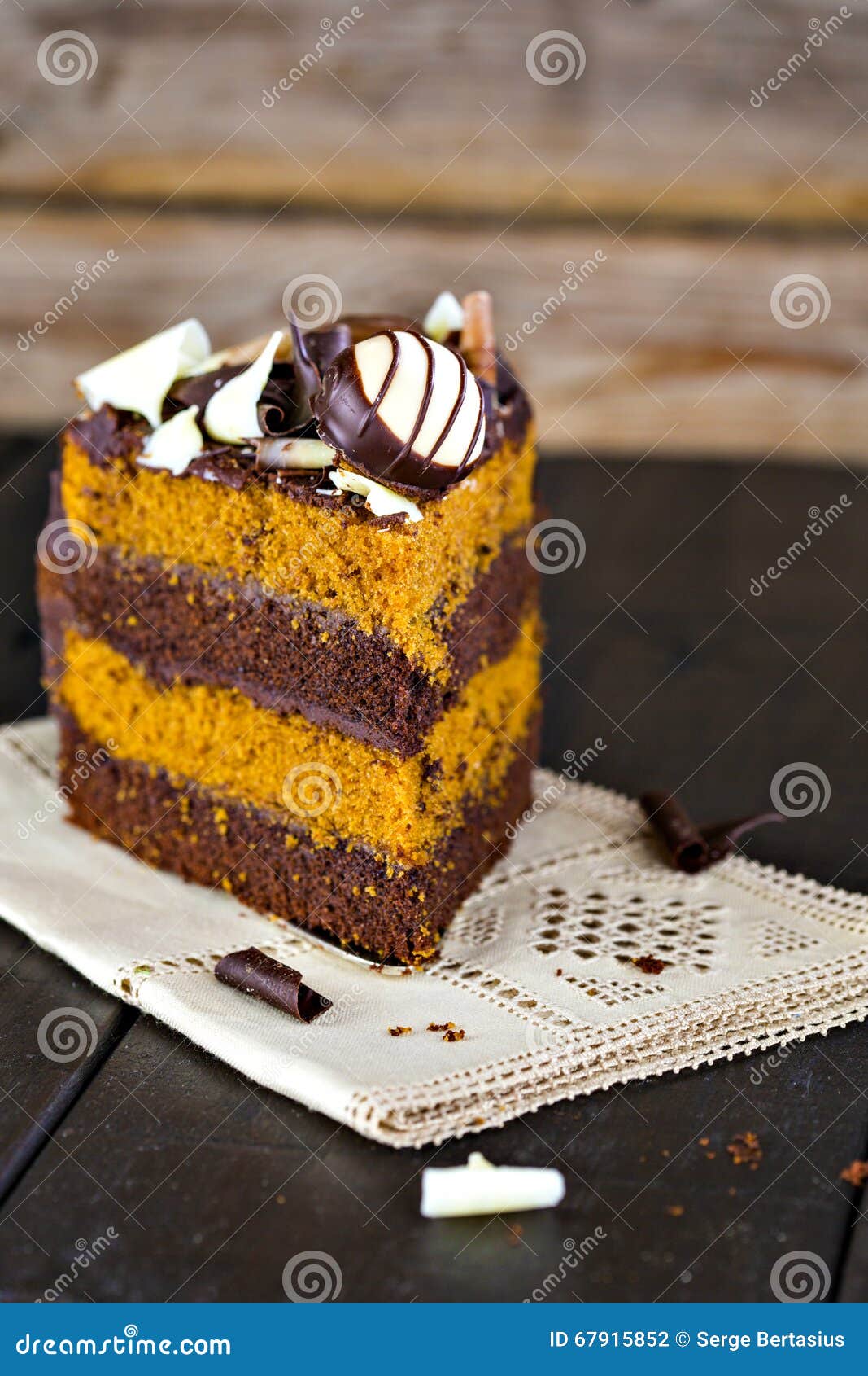 Slice of Chocolate and Toffee Layer Cake Stock Photo - Image of piece ...