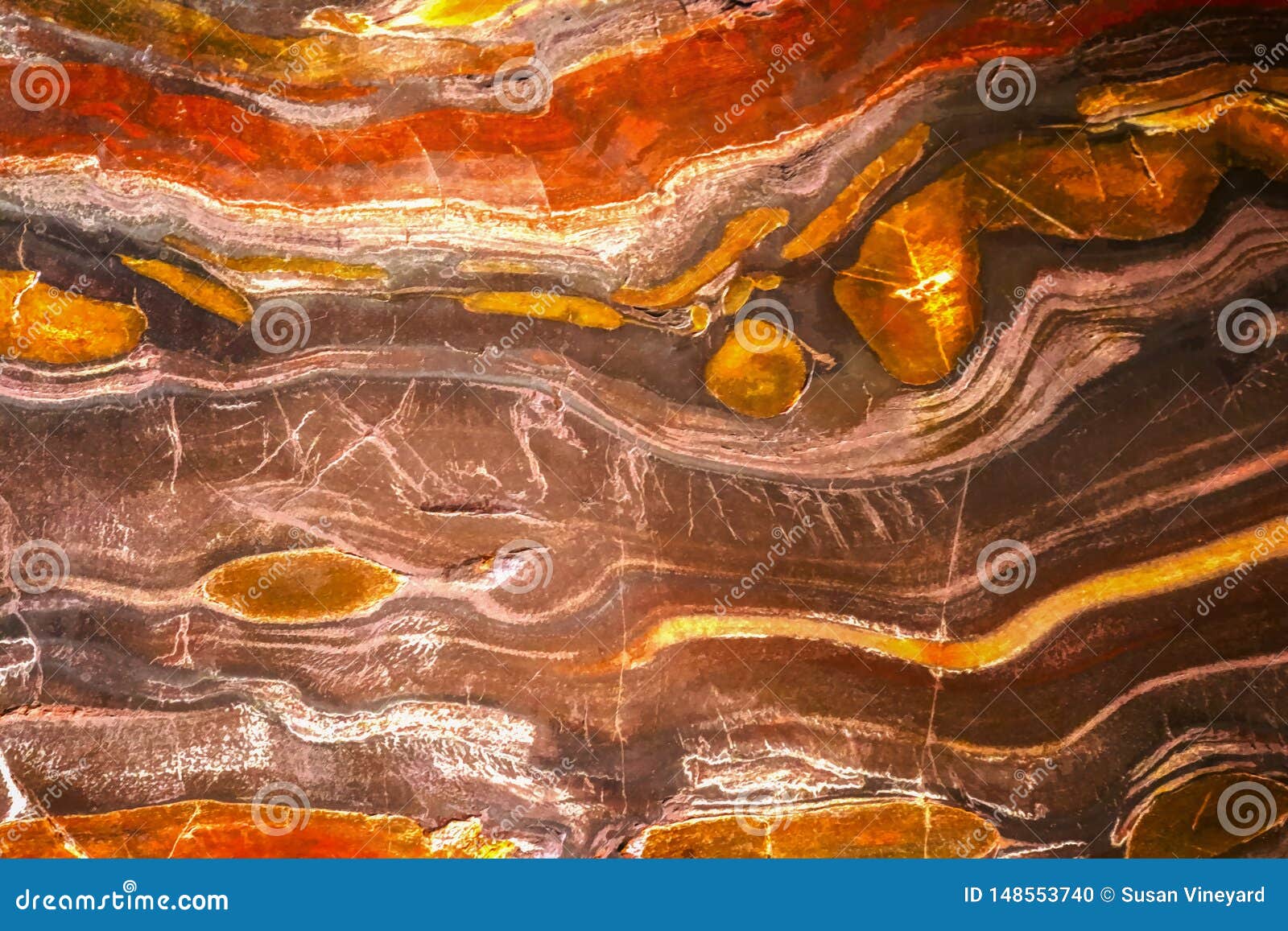 Slice Of Colored Bands Of Iron Formation In Igneous Rock With Swirls ...