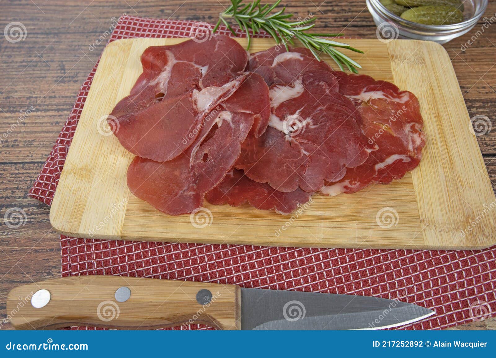 Slice of coppa on a table stock photo. Image of cooked - 217252892