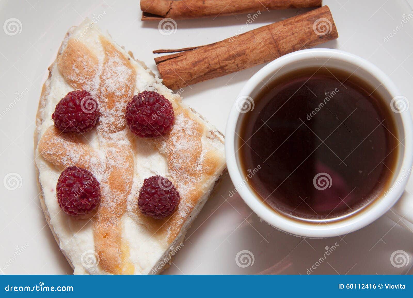 Slice of Cottage Cheese Kish and Coffee Stock Photo - Image of cream ...