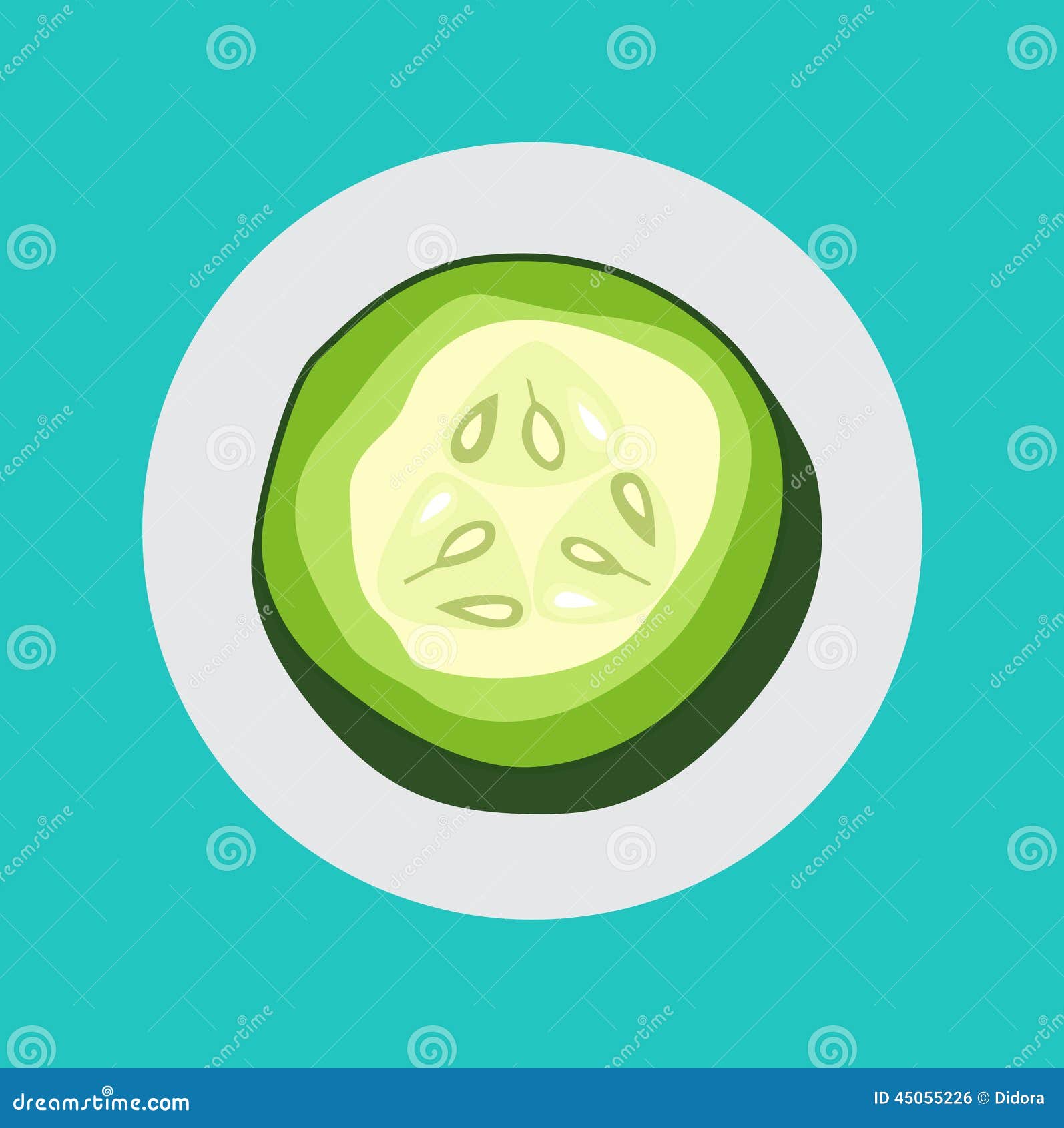 Slice of Cucumber Flat Design Vector Stock Vector - Illustration of ...