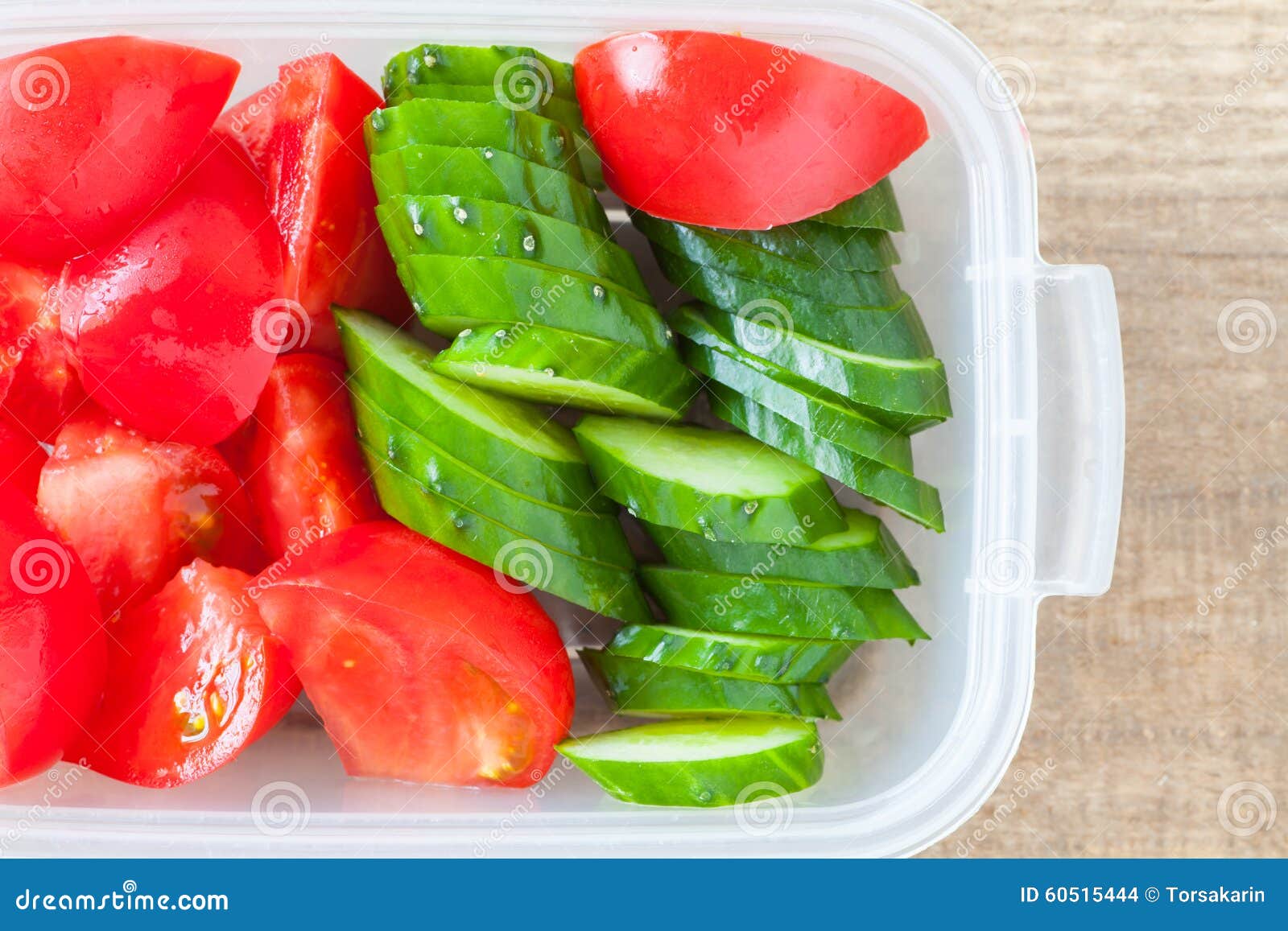 Slice Cucumber and Slice Tomato in Plastic Box Stock Photo - Image of ...