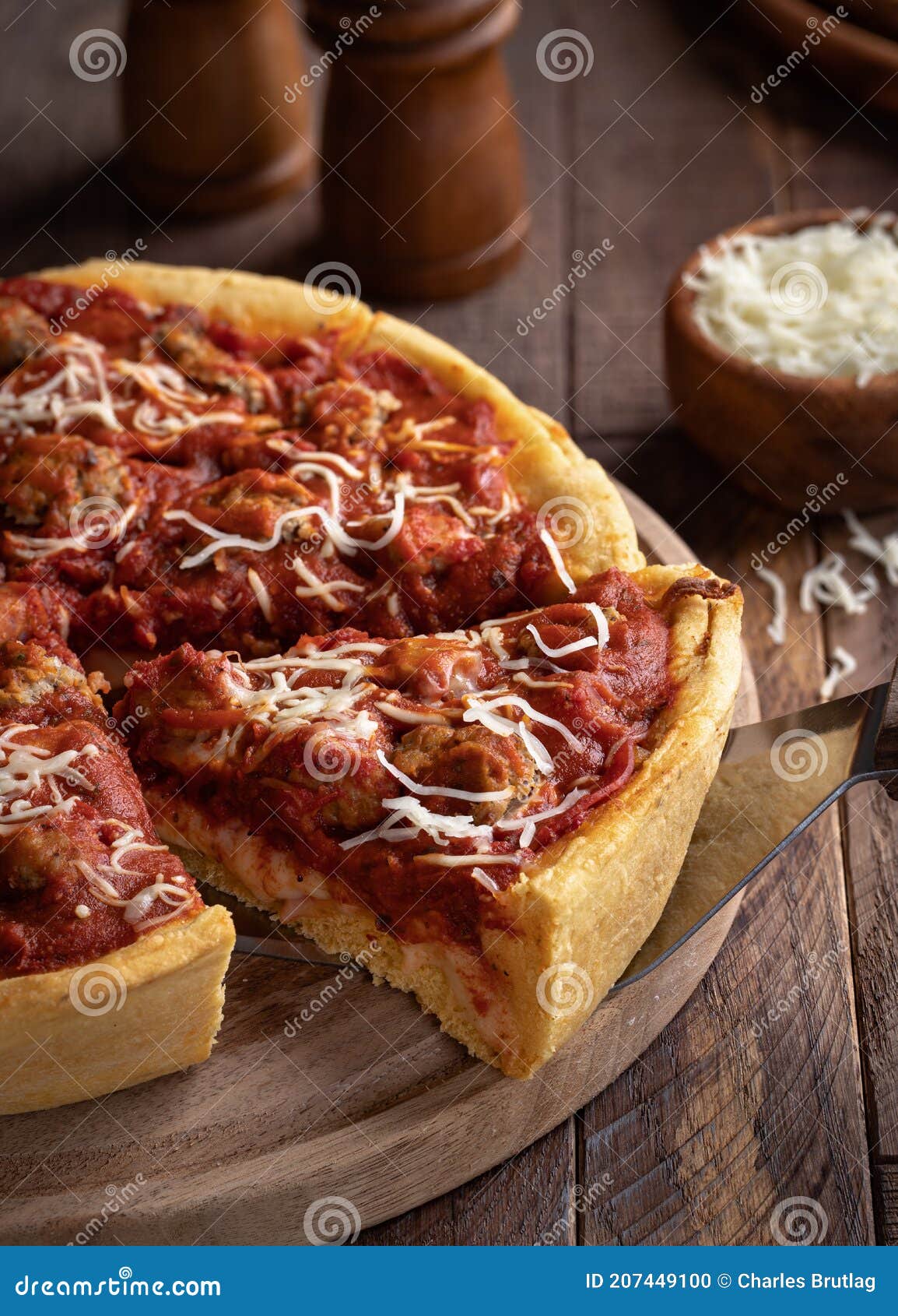 Slice of Deep Dish Sausage Pizza Stock Photo - Image of sliced, snack ...