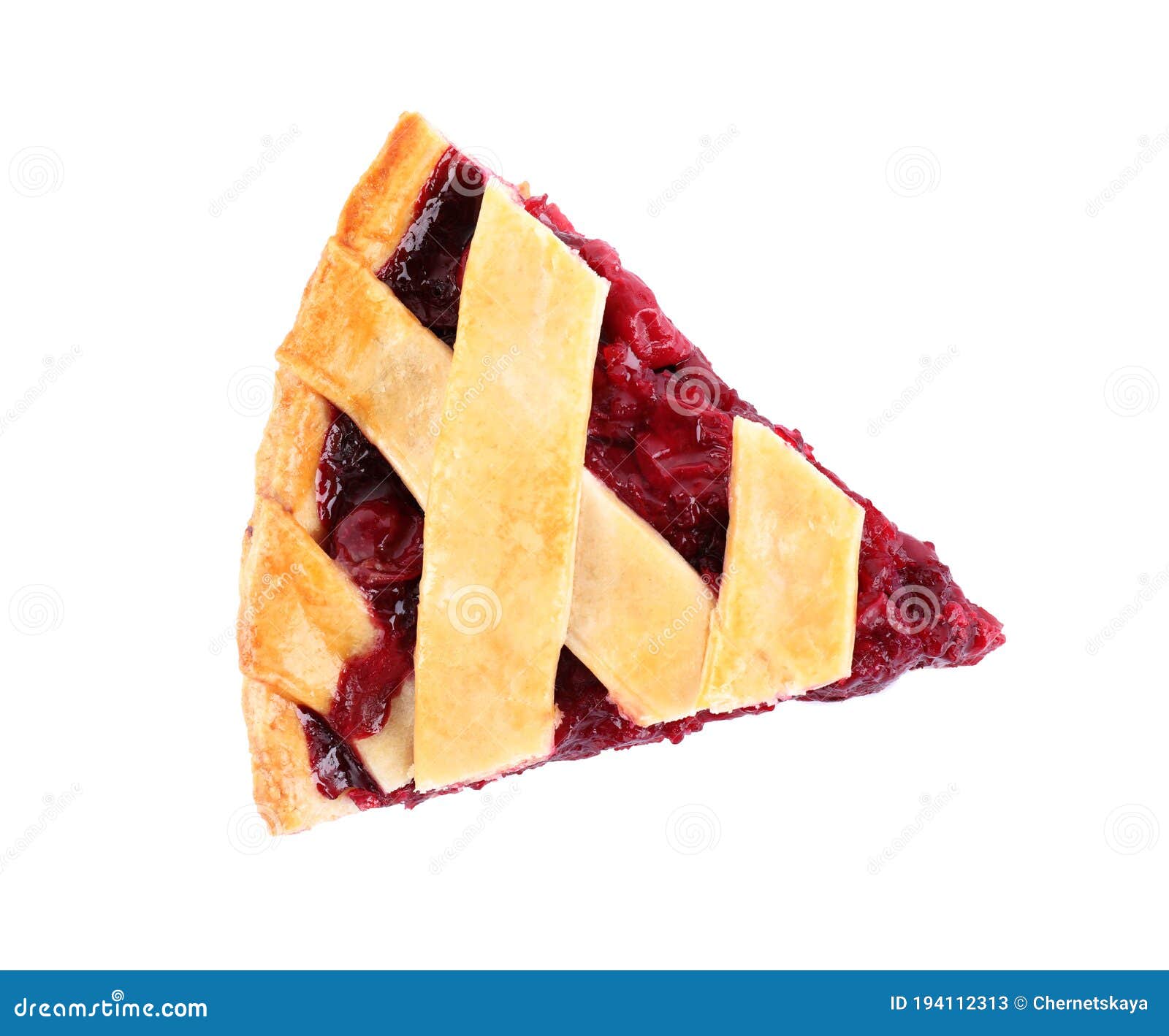 Slice of Delicious Fresh Cherry Pie Isolated, Top View Stock Image ...
