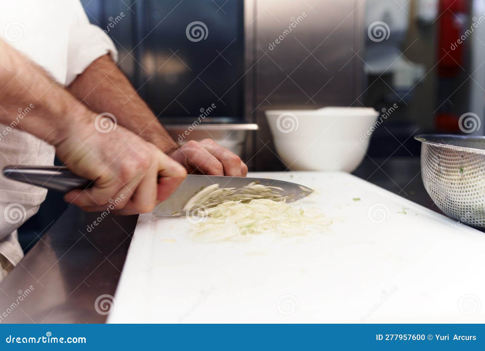 Slice and Dice. Chefs Preparing a Meal Service in a Professional ...