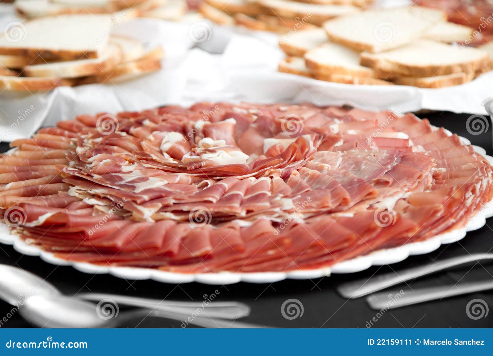 Slice of dry cured ham stock image. Image of nutrition - 22159111
