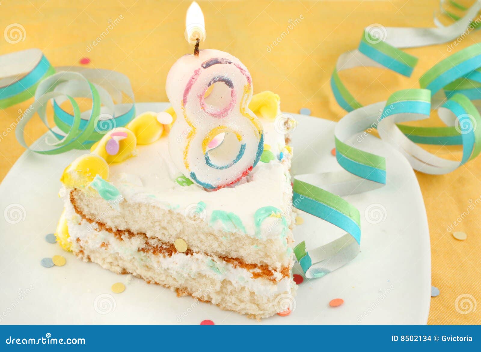 Slice of Eighth Birthday Cake Stock Photo - Image of decoration, eighth ...