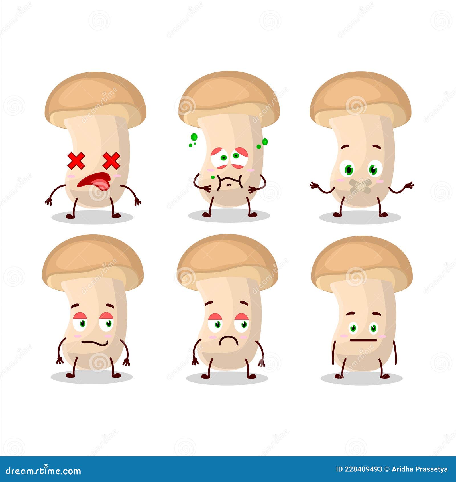 Slice Enokitake Cartoon in Character with Nope Expression Stock Vector ...