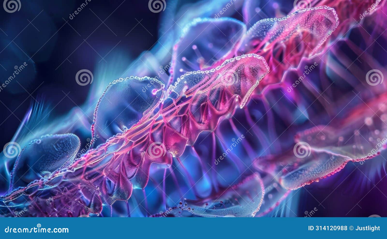 A Slice of a Fish Gill Under a Microscope Displaying a Delicate Mesh of ...