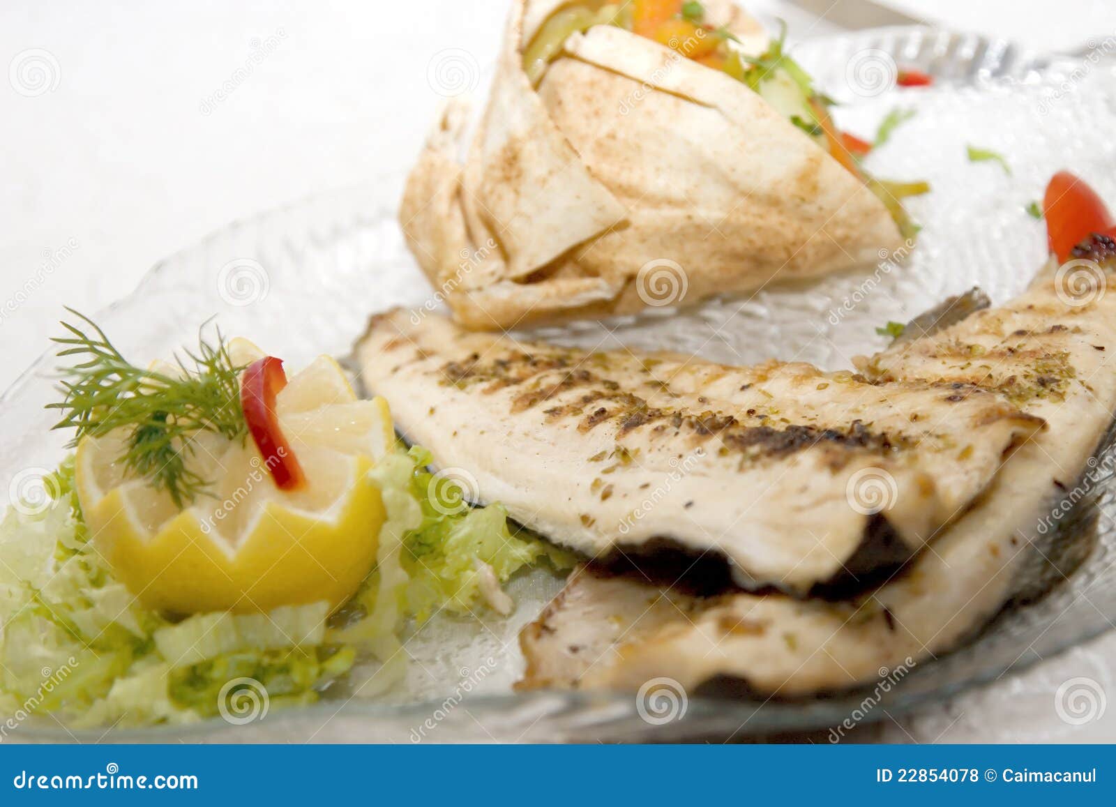 A slice of fish with lemon stock photo. Image of grill - 22854078