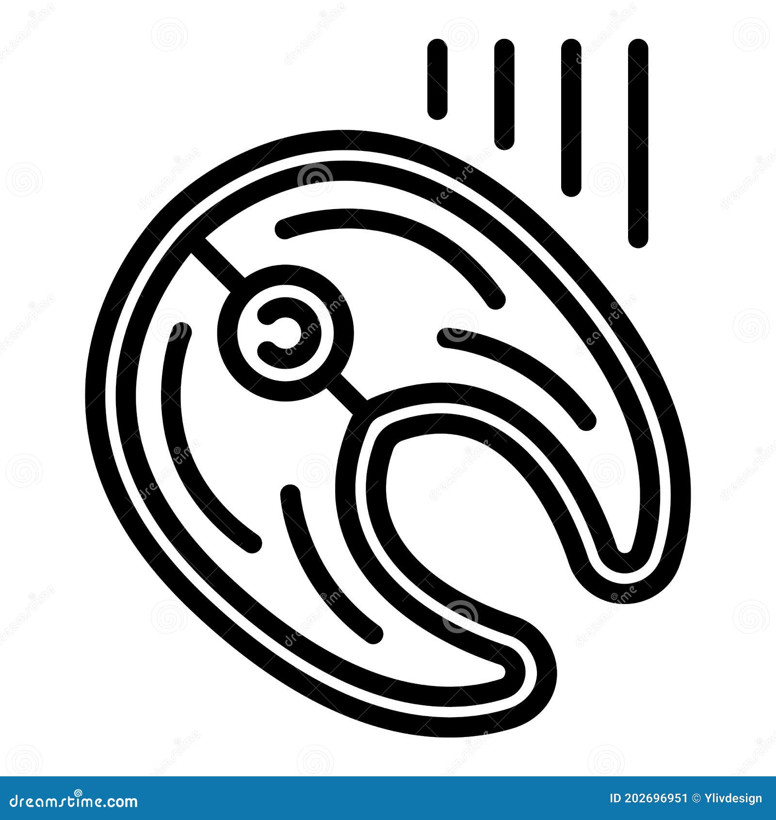 Slice Of Fish Solid Icon, Fish Market Concept, Salmon, Tuna, Pangasius ...