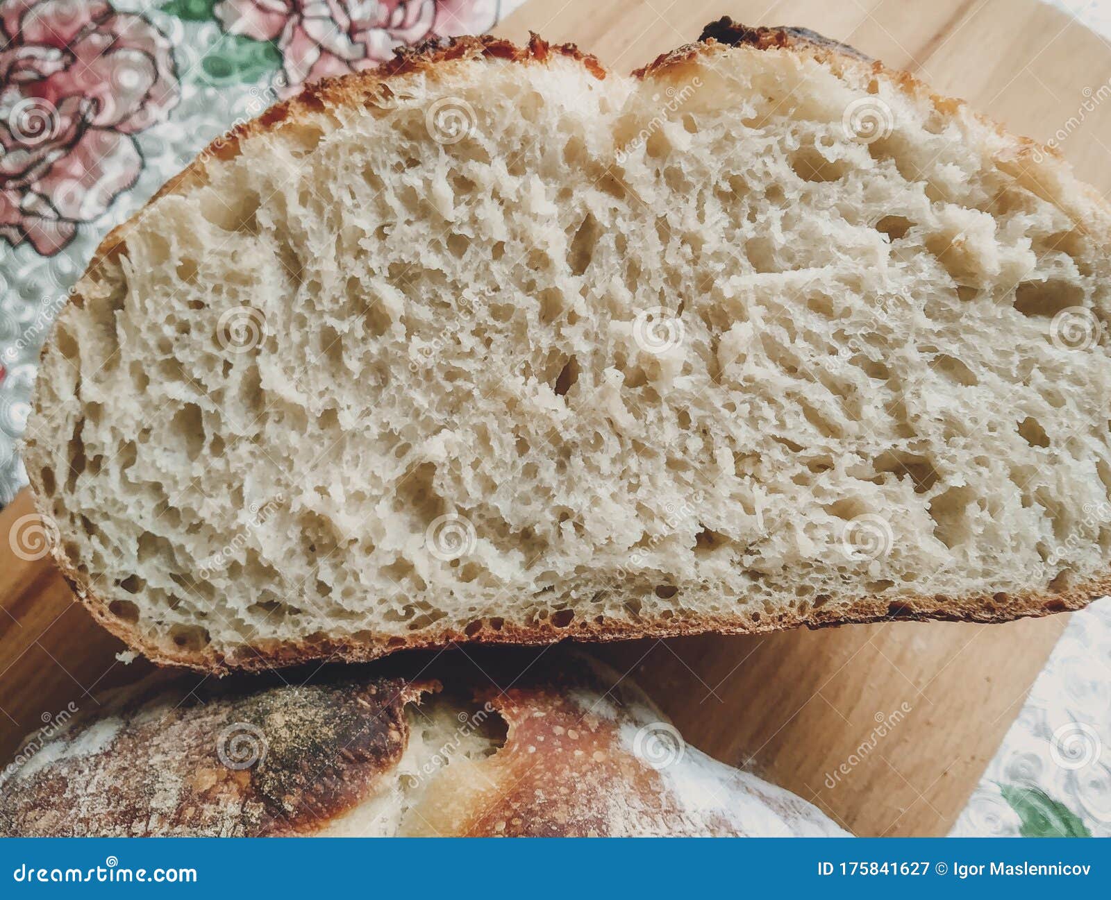 Fresh bread on the table stock image. Image of porous - 175841627