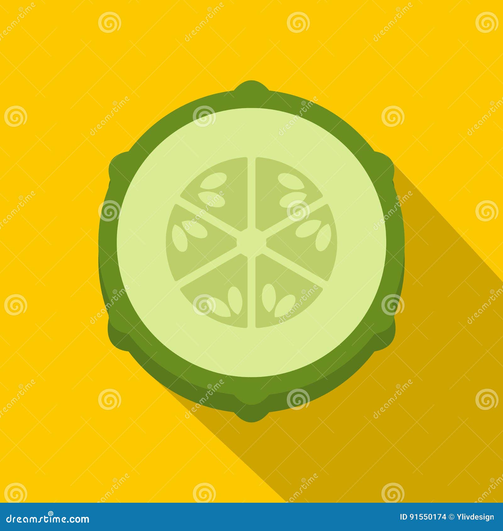 Slice of Fresh Cucumber Icon, Flat Style Stock Vector - Illustration of ...