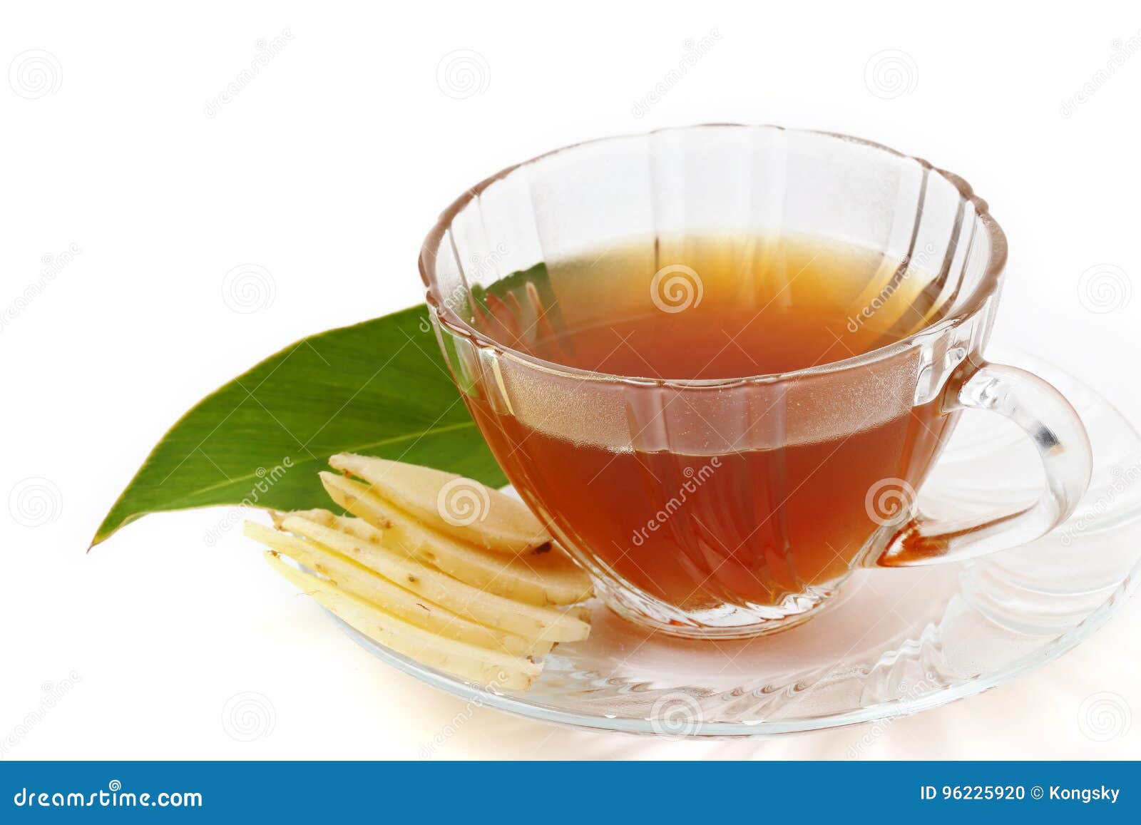 Slice of Fresh Ginger Root and Tea Isolated on White Stock Photo ...