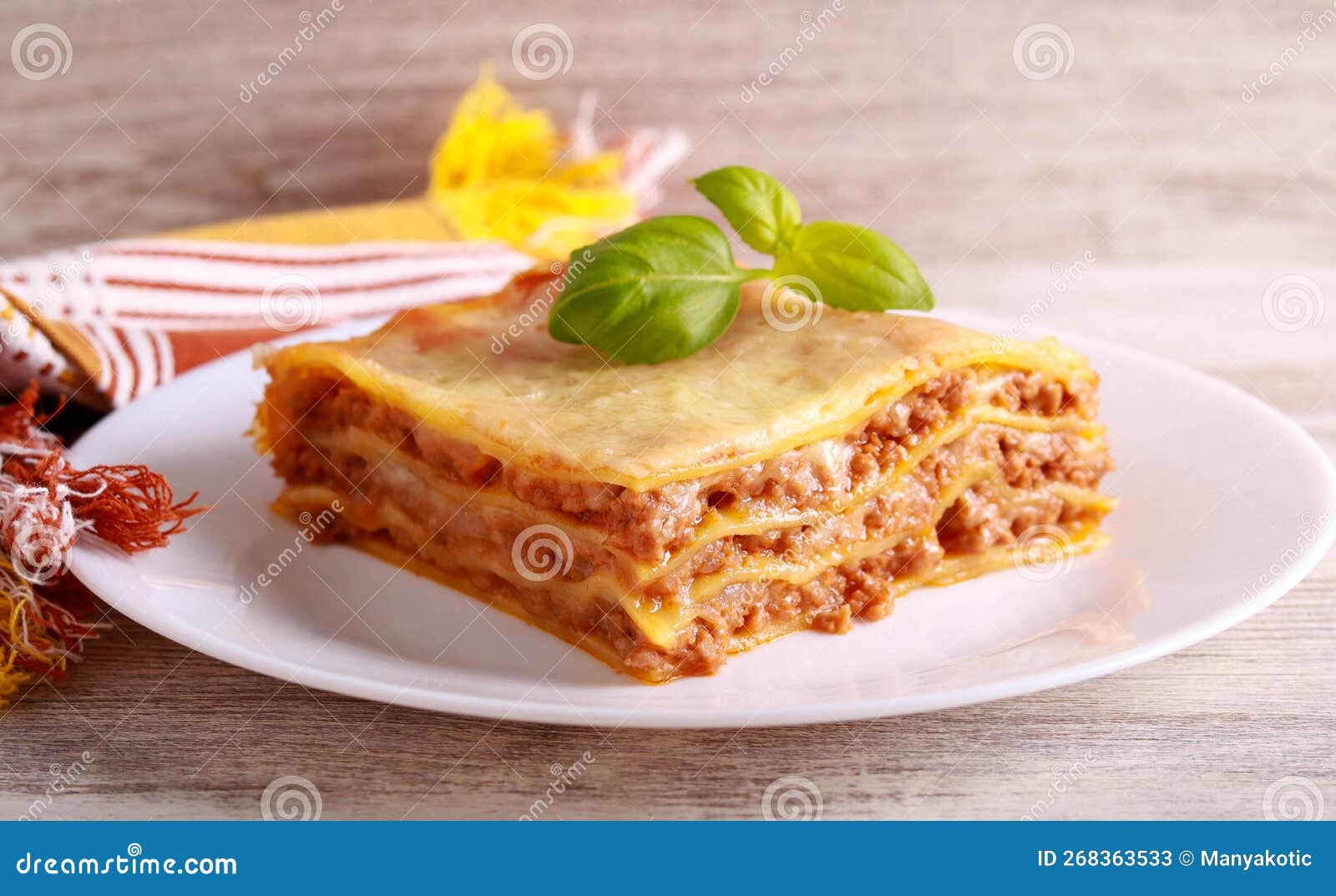 Slice of fresh lasagne stock image. Image of food, sauce - 268363533