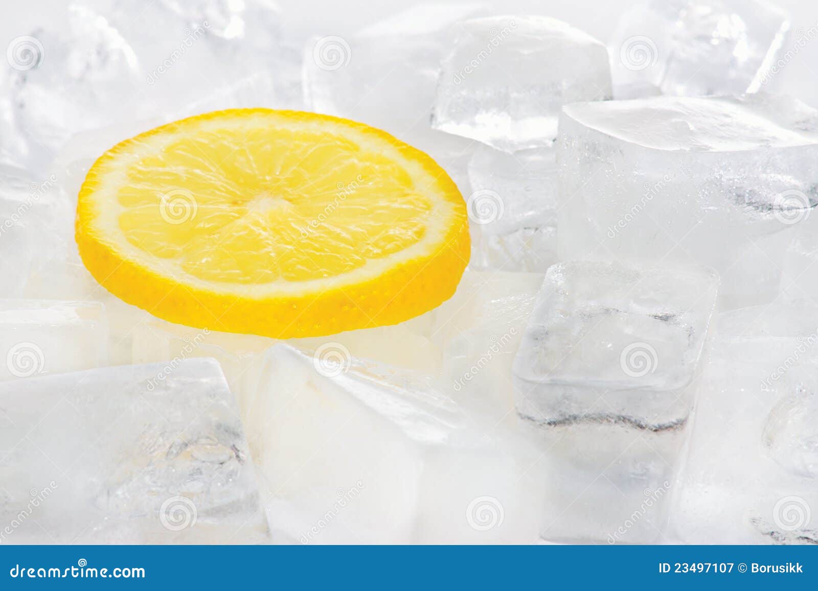 Slice of Fresh Lemon on Ice Cubes Stock Image - Image of healthy ...