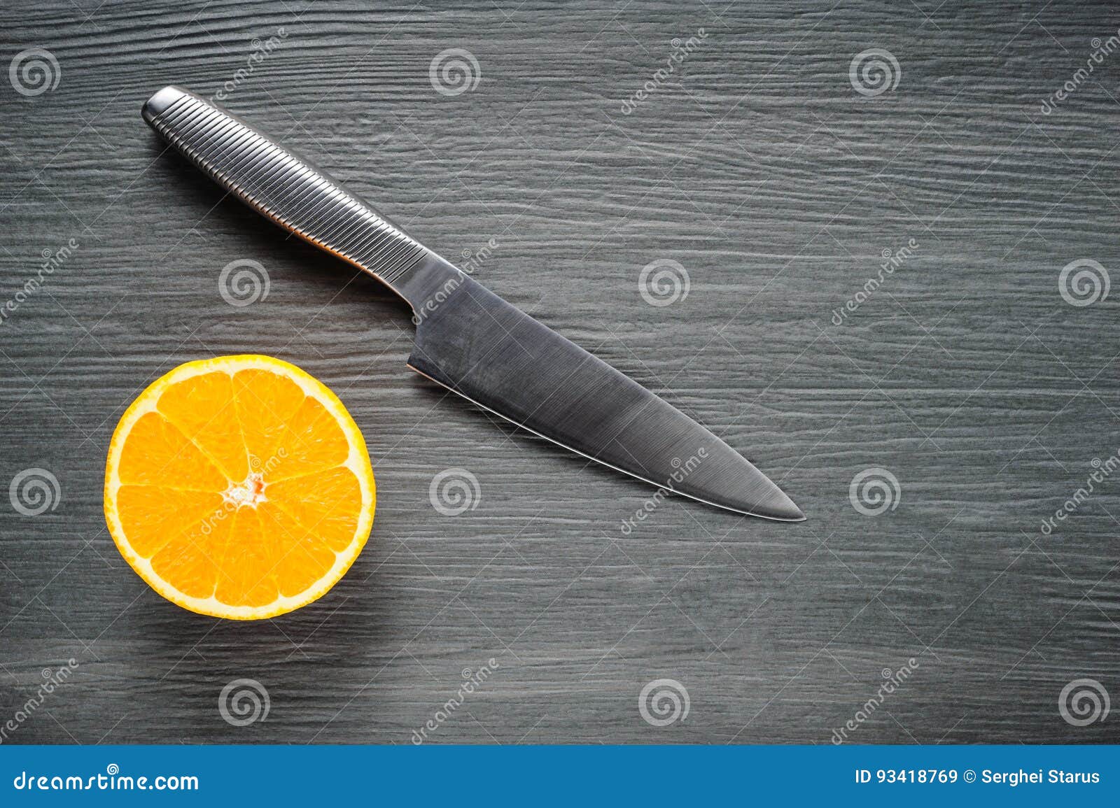 Slice of Fresh Orange and Knife on Shale Background Stock Image - Image ...