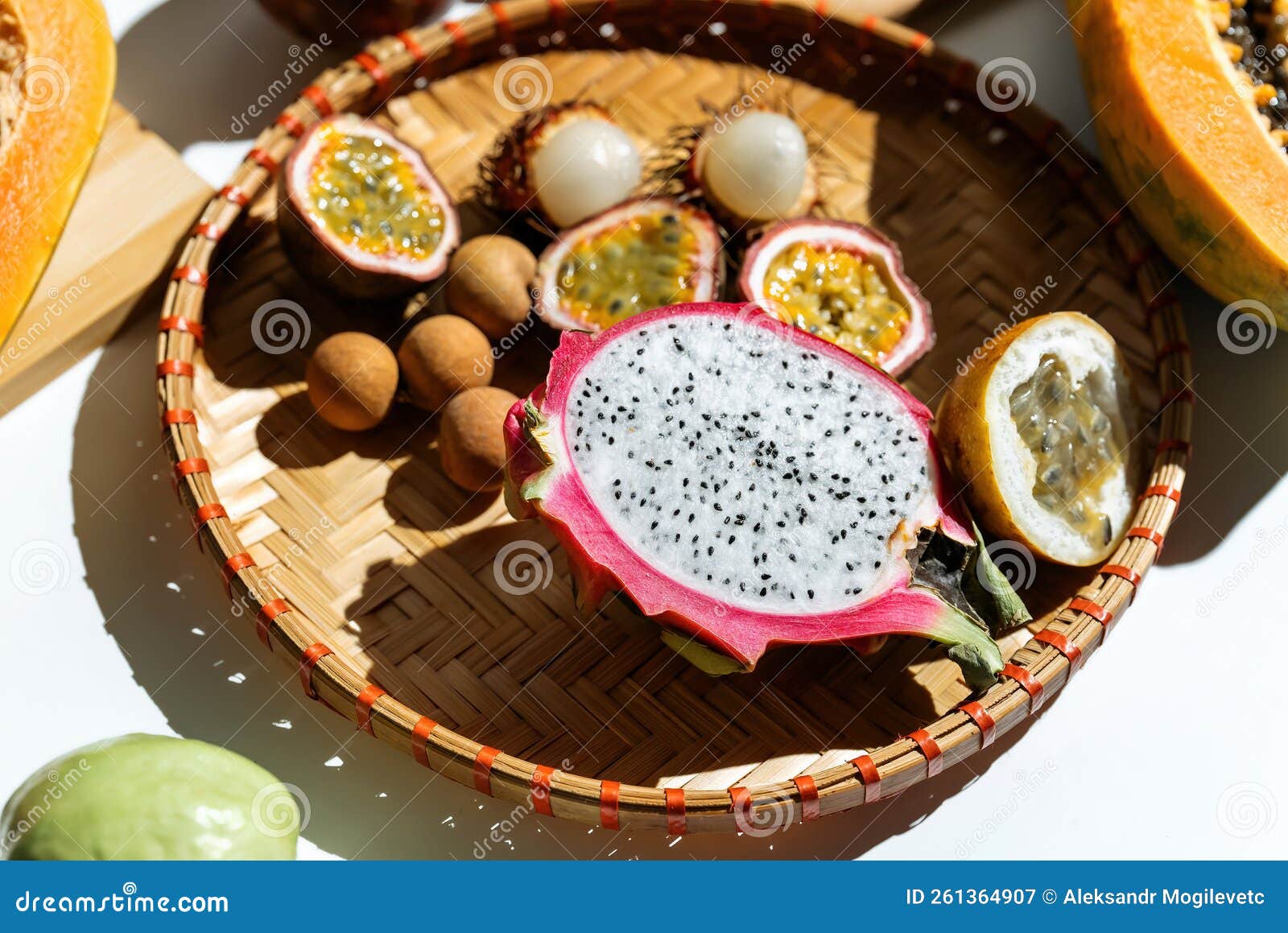Slice of Fresh Pitaya or Pitahaya Fruit with Clipping Path. Horizontal ...