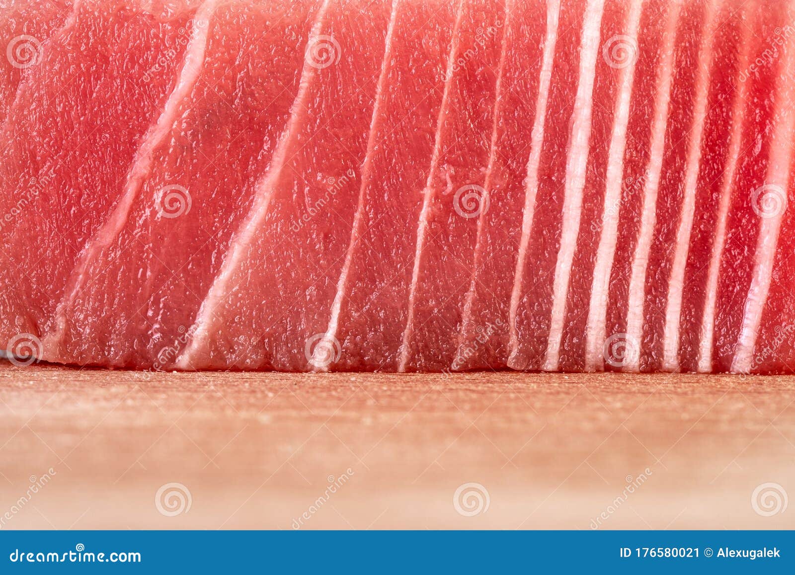 Slice of fresh tuna meat stock image. Image of portion - 176580021
