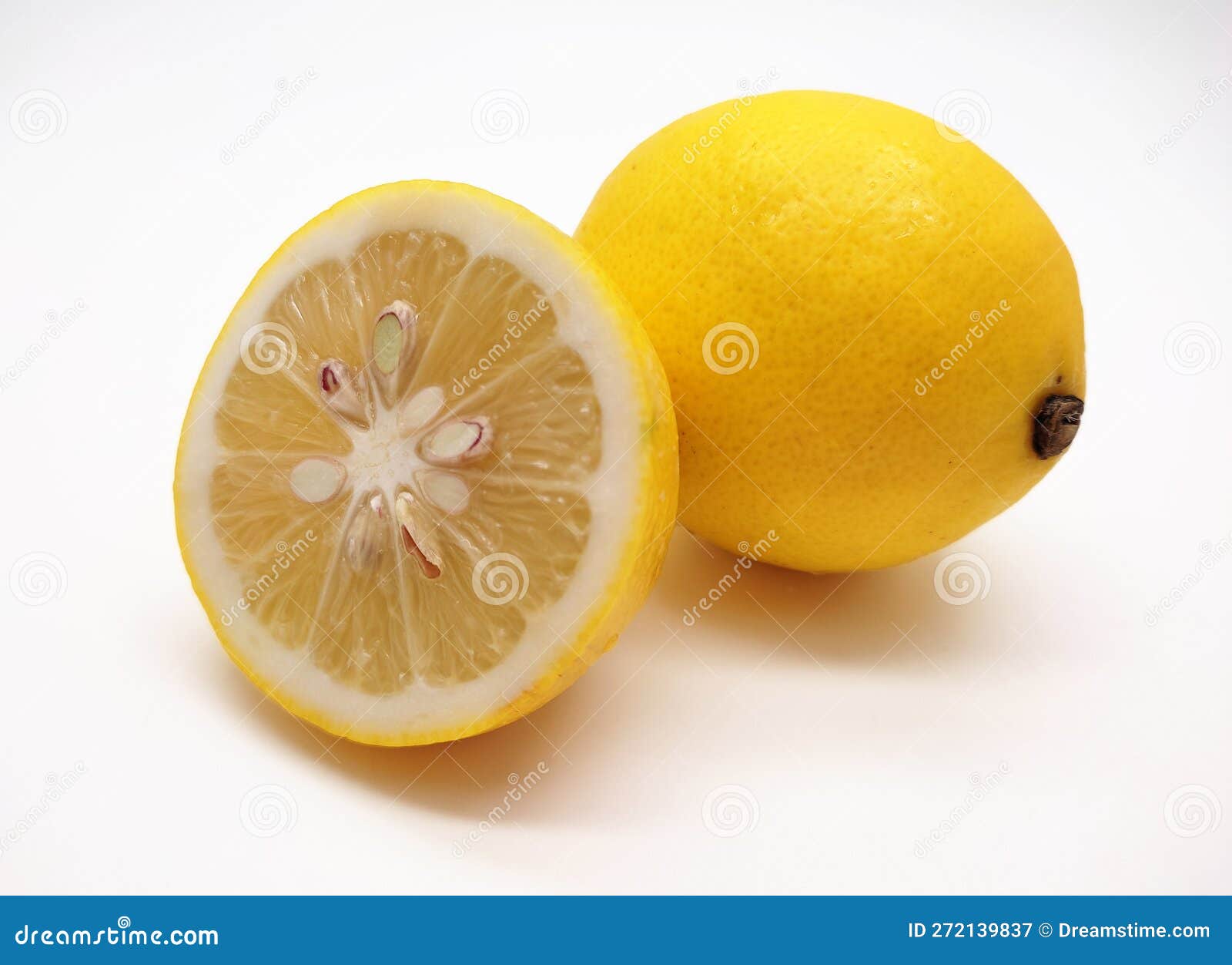 A Slice and Full Yellow Lemon Isolated in White Background Stock Image ...