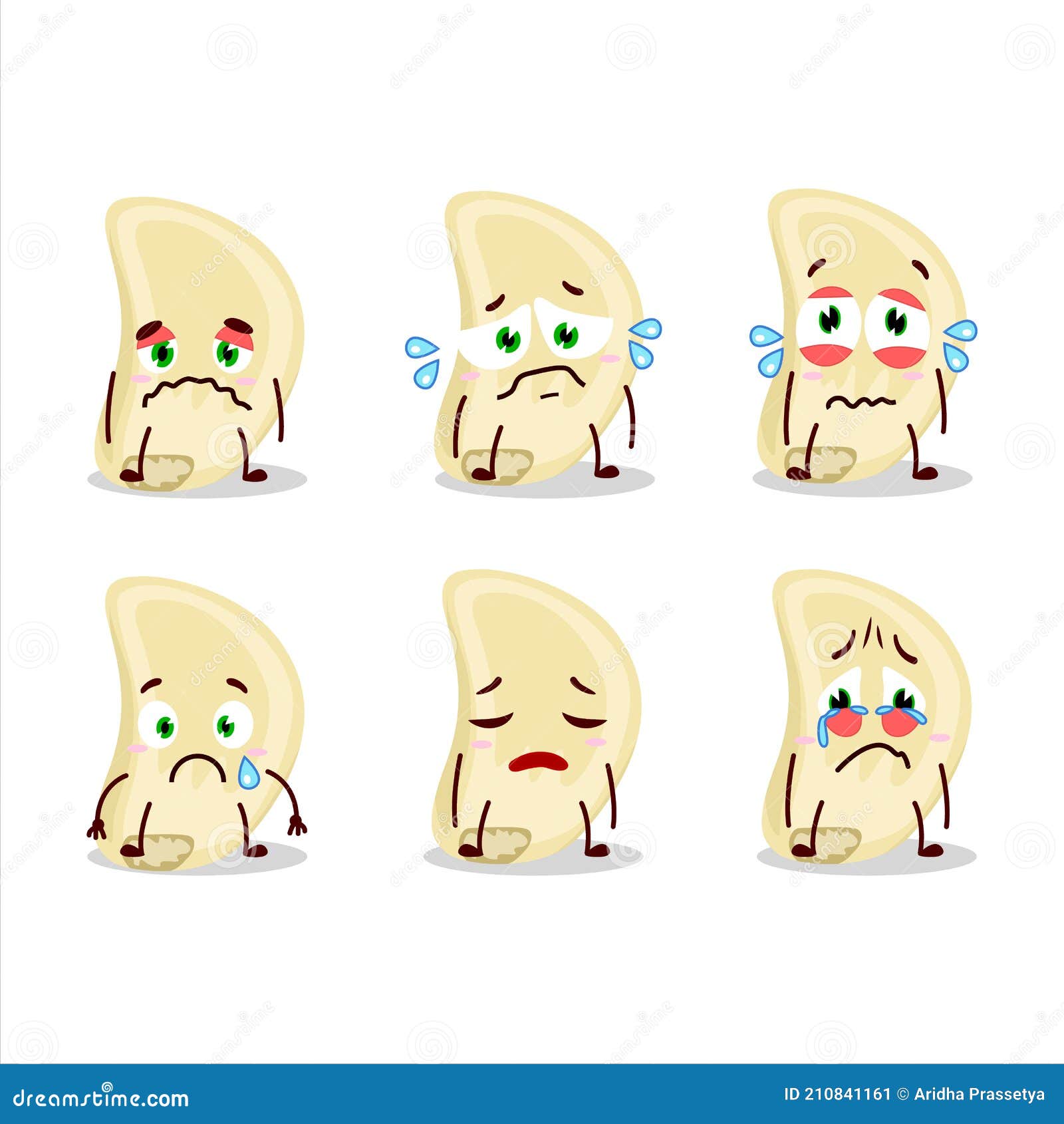 Slice of Garlic Cartoon Character with Sad Expression Stock Vector ...
